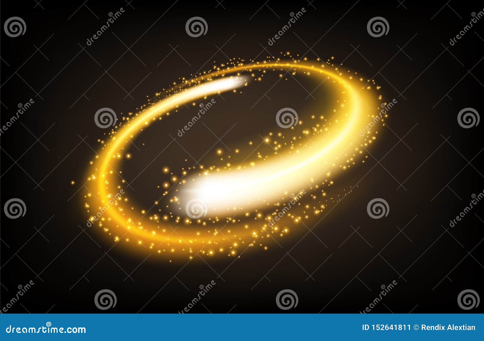 Rotating Yellow Light Shiny with Sparkles Flat Perspective View ...