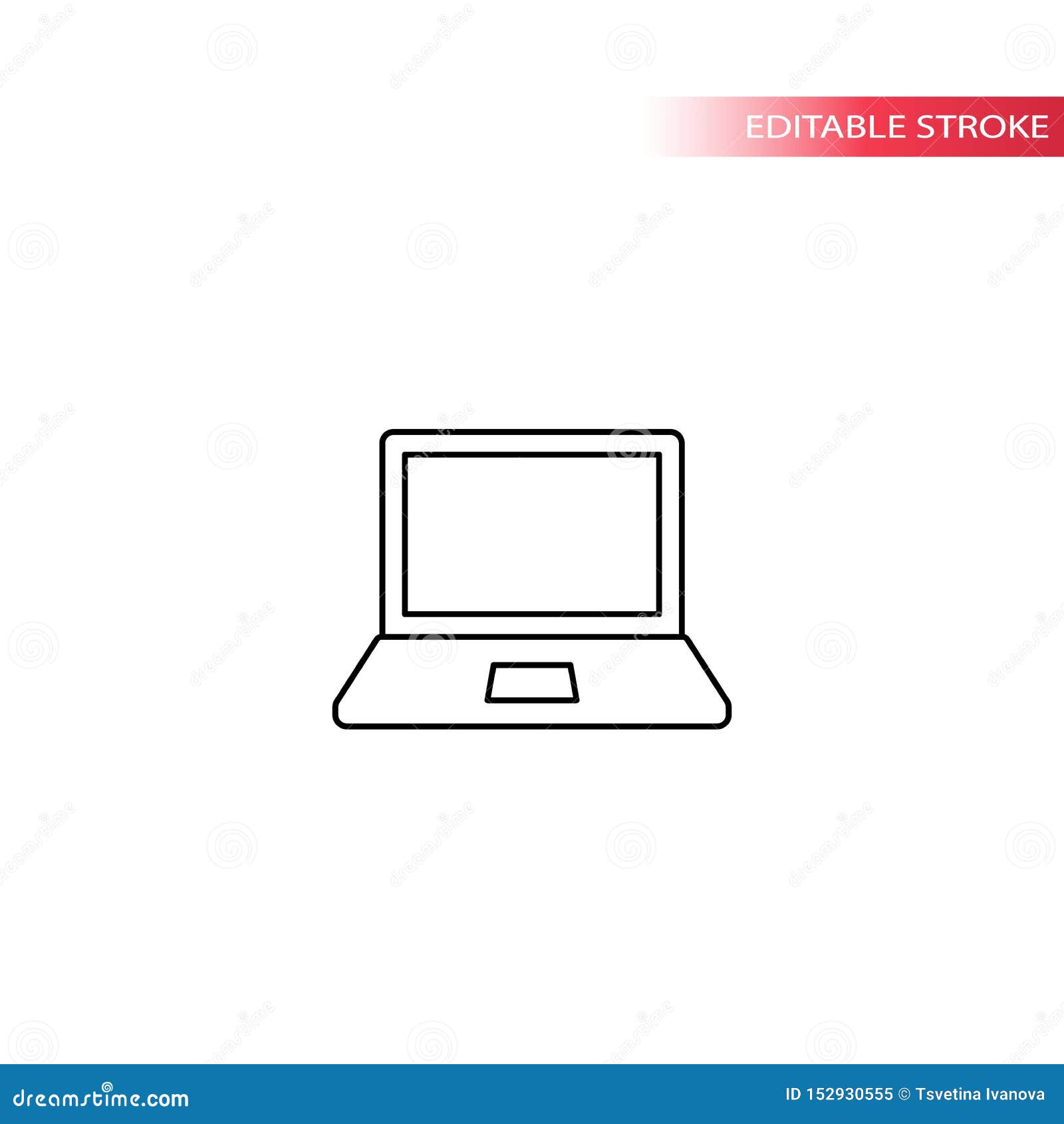 Laptop Computer Thin Line Vector Icon Stock Vector - Illustration of ...