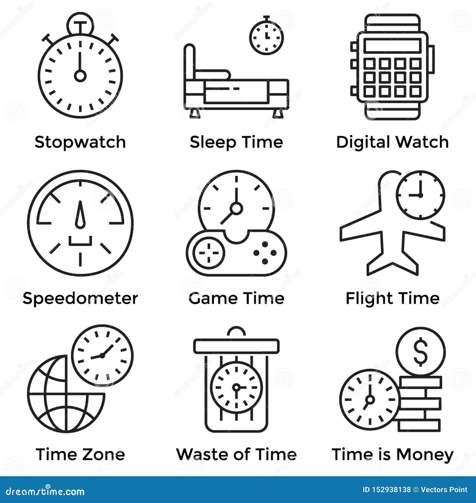 Clock Line Vectors stock vector. Illustration of icon - 152938138