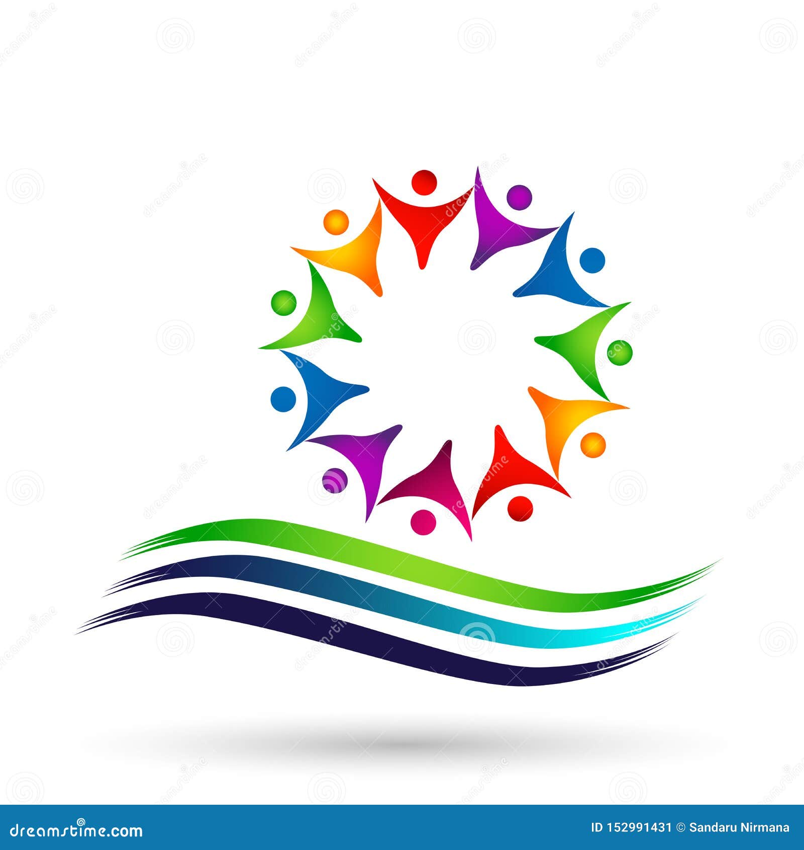 Globe Crowd of People Team Work Union, Cheering Up in Circle Logo on ...