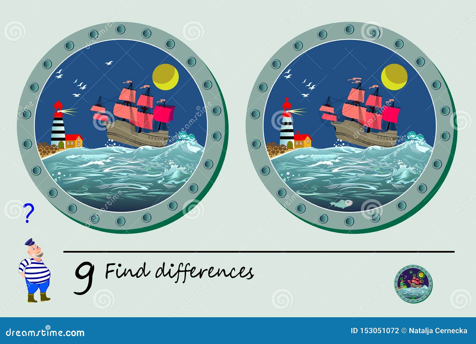 Logic Puzzle Game for Children. Need To Find 9 Differences. Printable ...