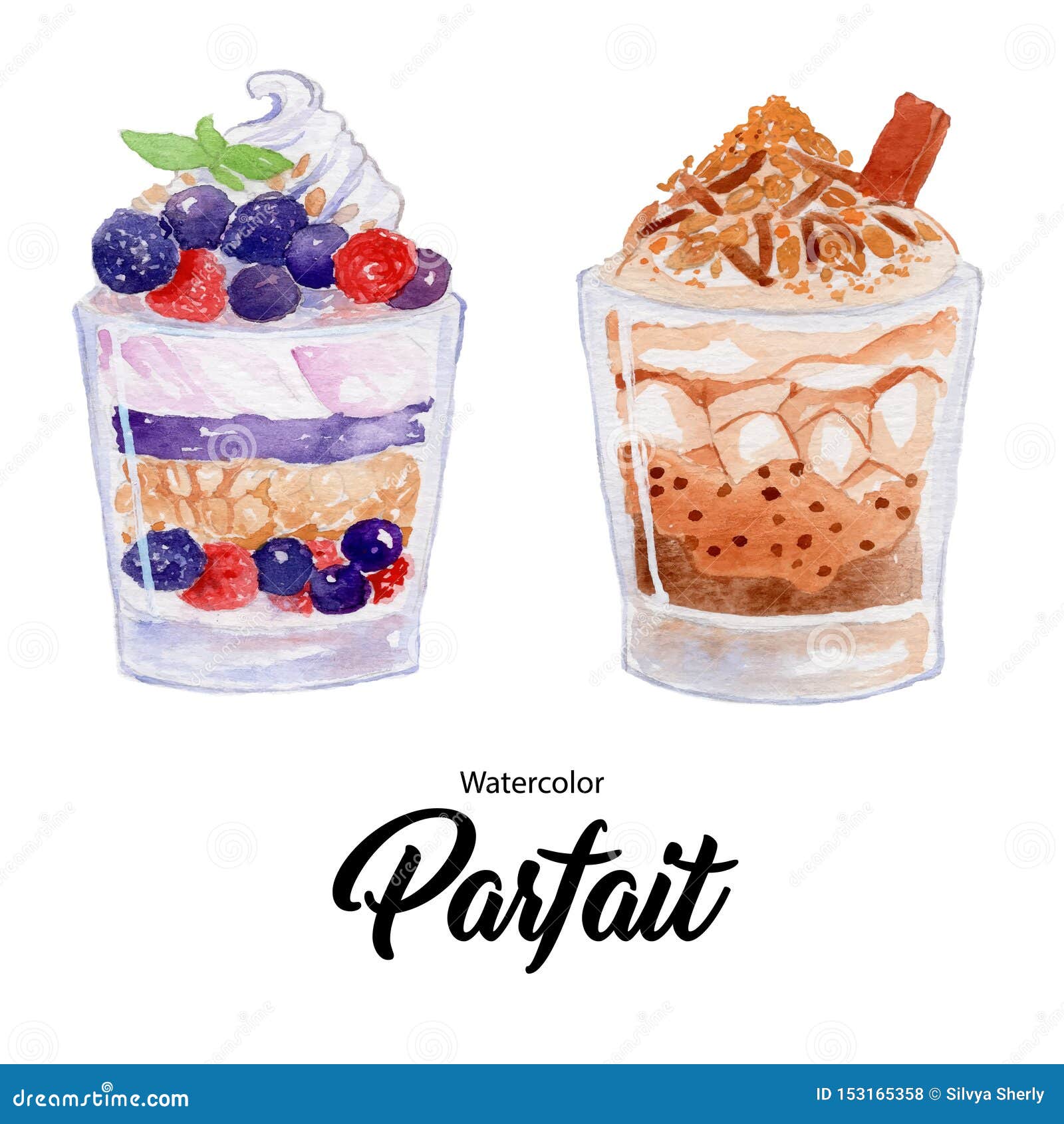 Watercolor Parfait Illustration Stock Photo - Image of cupcake, design ...