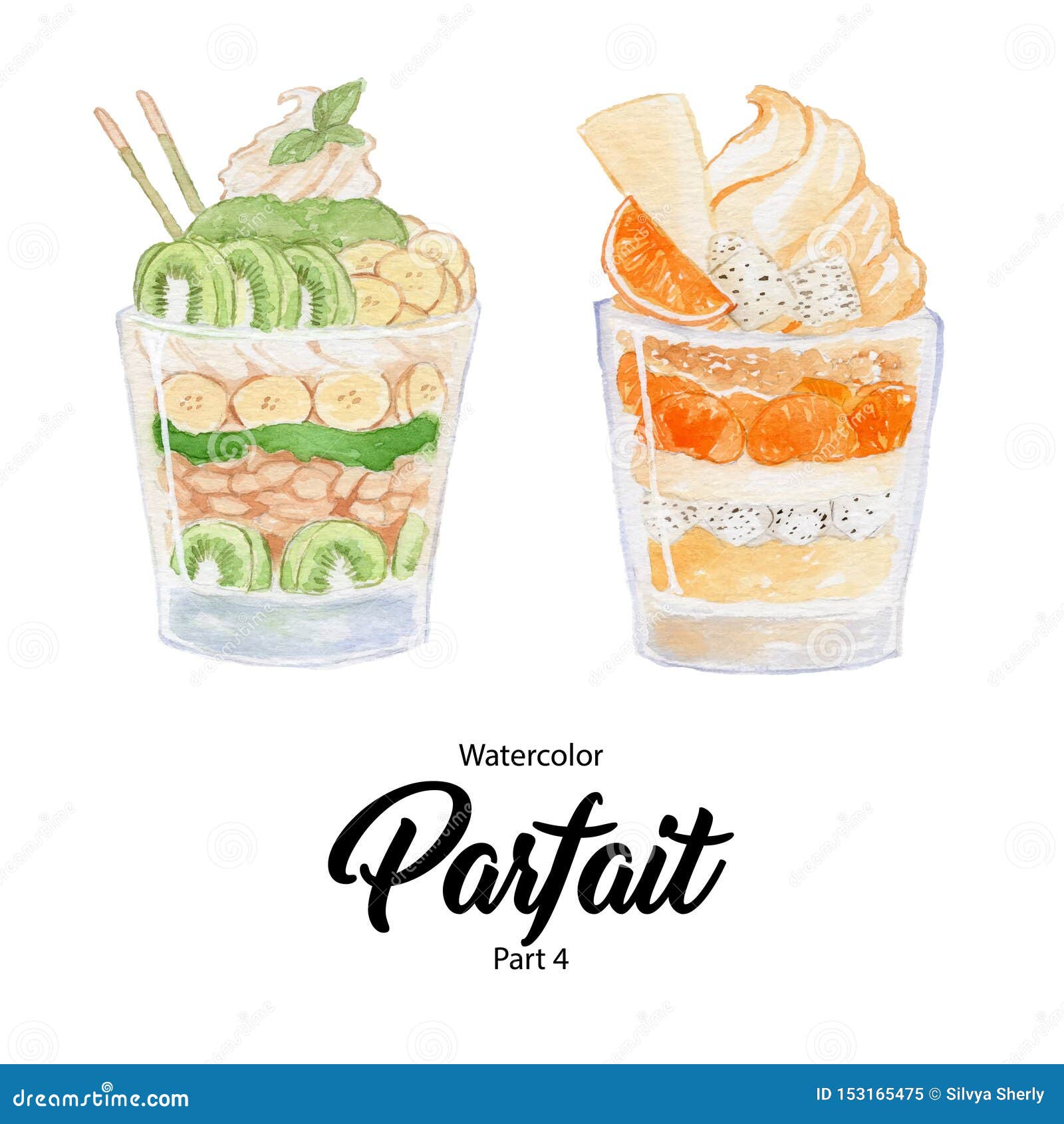 Watercolor Parfait Illustration Part 4 Stock Image - Image of bake ...