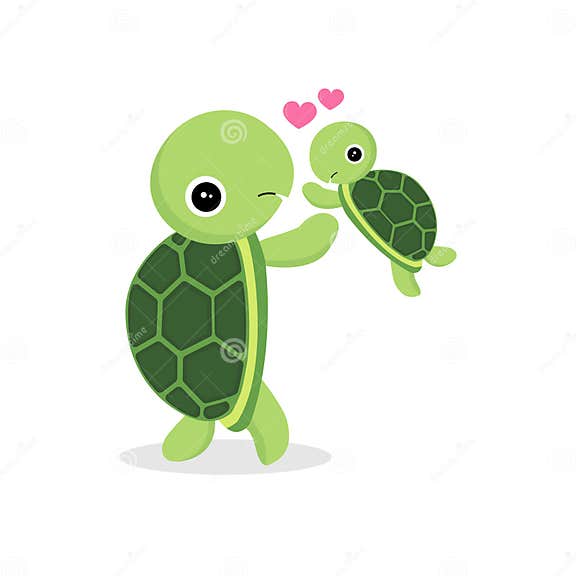 Mom Turtle and Baby for Mother`s Day Concept. Stock Illustration ...
