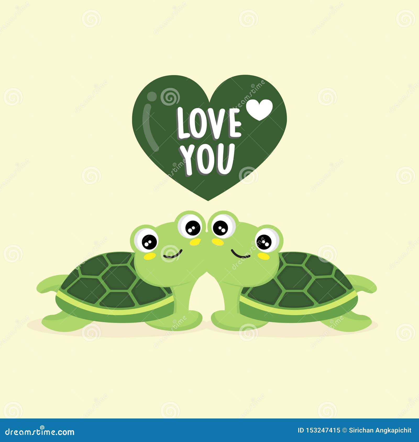 Happy Valentine`s Day Greeting Card with Cute Turtles. Stock ...
