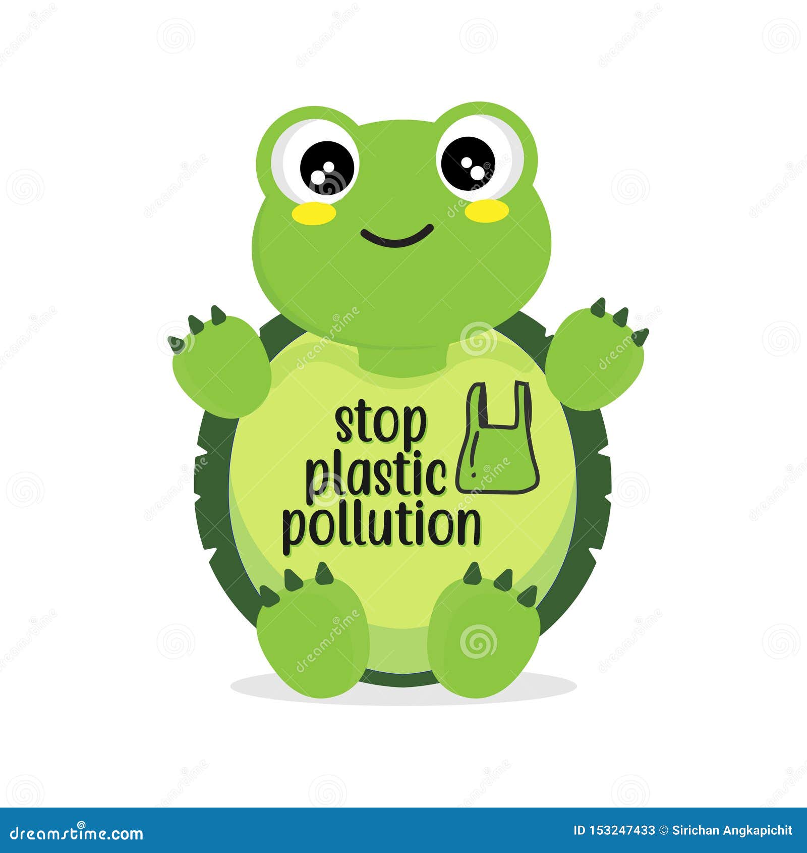 Turtle Say No To Plastic. Plastic Pollution in Ocean Environmental ...