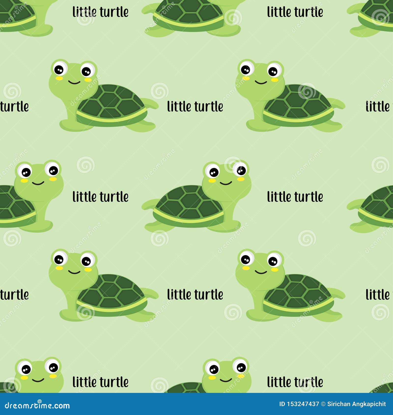 Seamless Cute Turtle Pattern Vector Illustration Stock Illustration ...