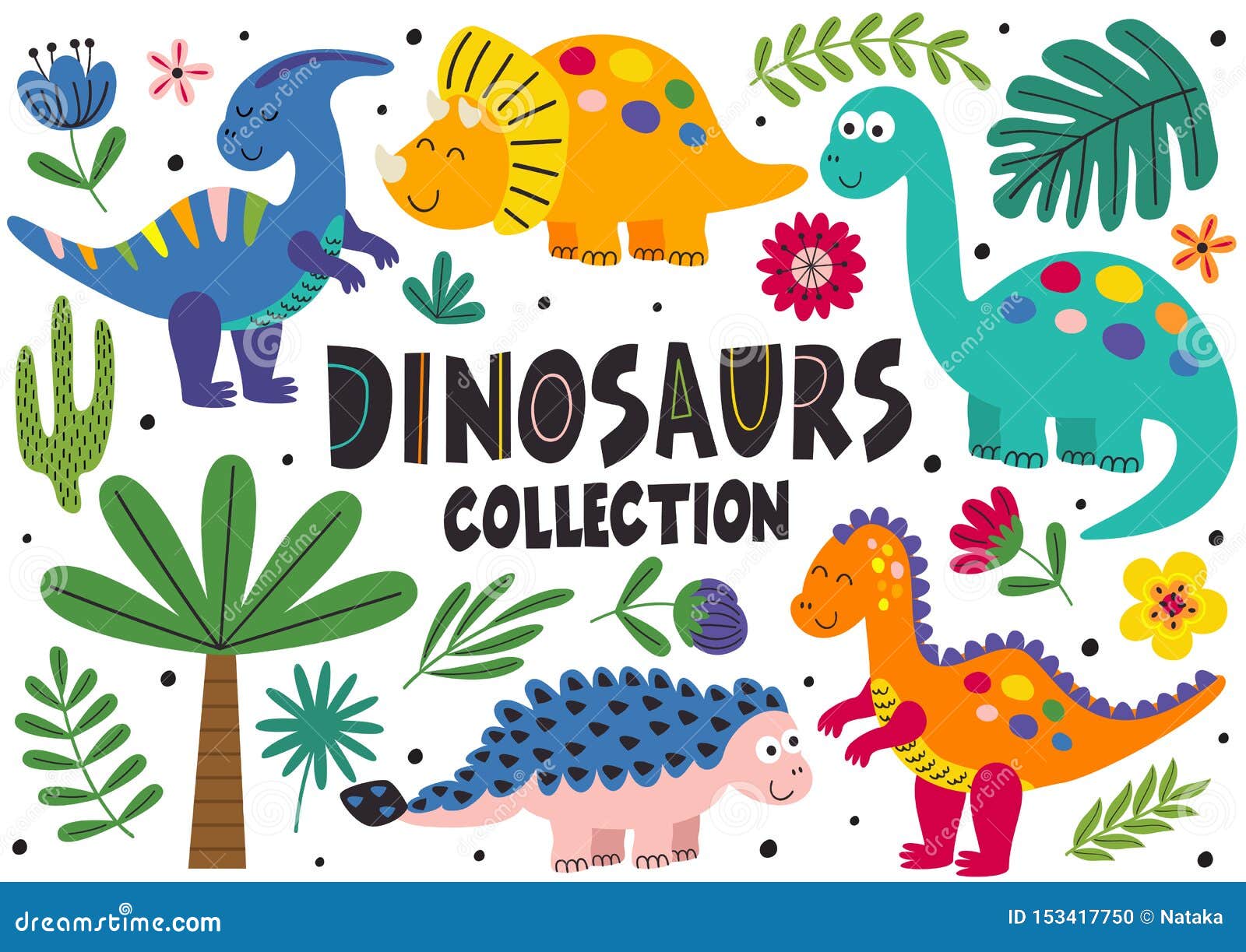 Set of Isolated Cute Dinosaurs Part 2 Stock Vector - Illustration of ...