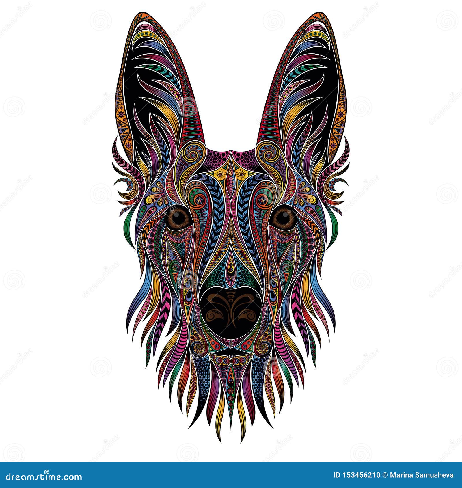 Shepherd Portrait from Color Patterns. Vector Illustration Stock Vector ...