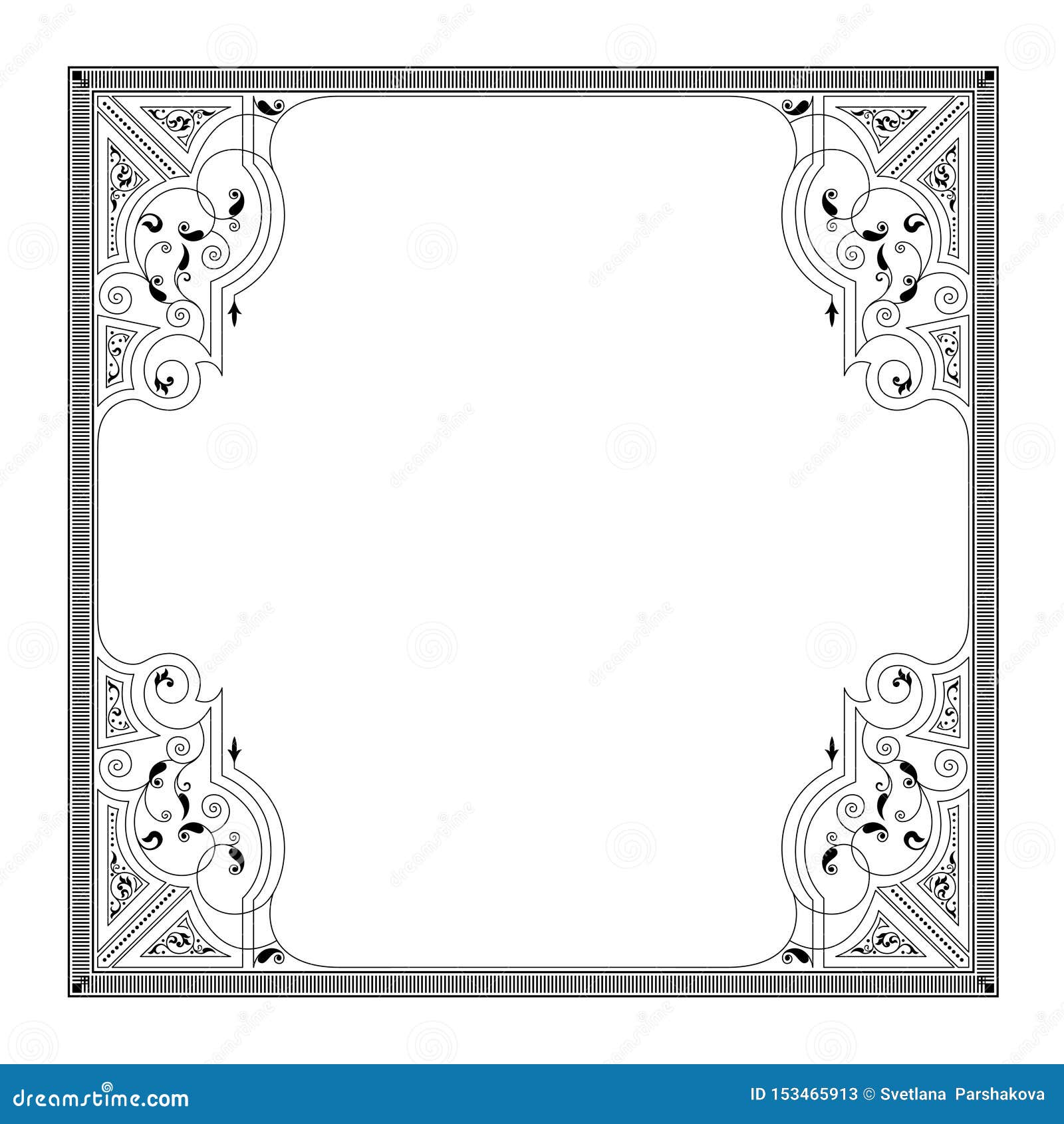 Square Black Ornate Framework, Label. Stock Vector - Illustration of ...