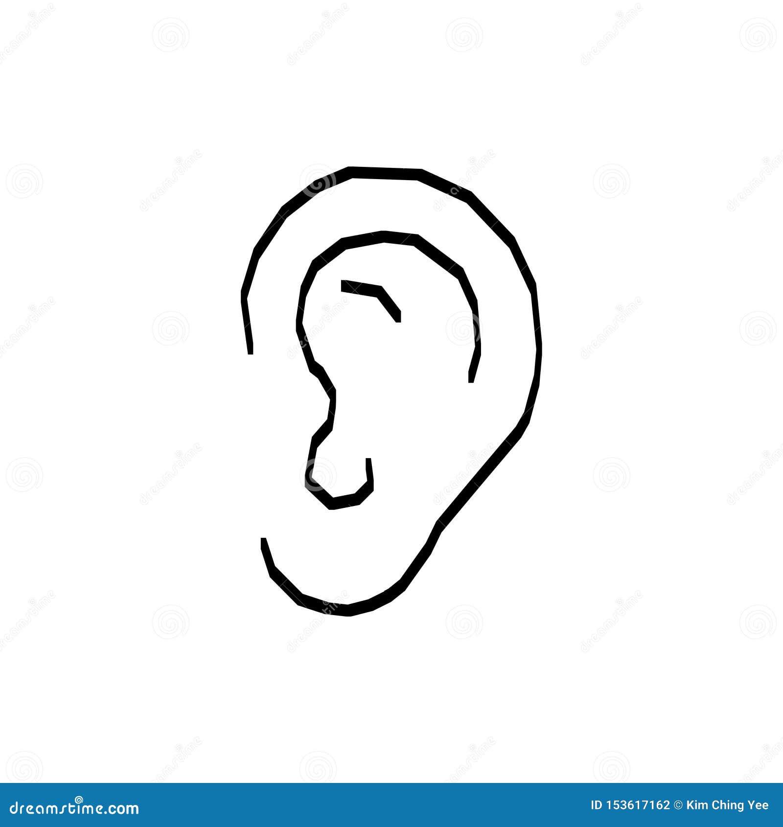 Hand Drawn Ear Sketch Symbol. Vector Listen Element Line Drawing Stock ...