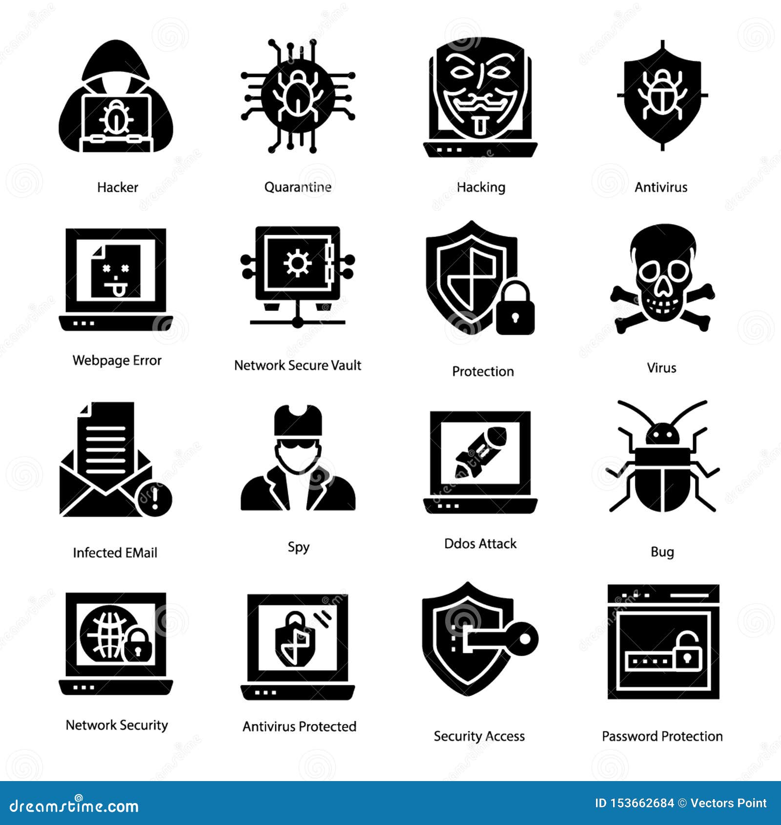 Antivirus Icons Pack stock vector. Illustration of cybercriminal ...