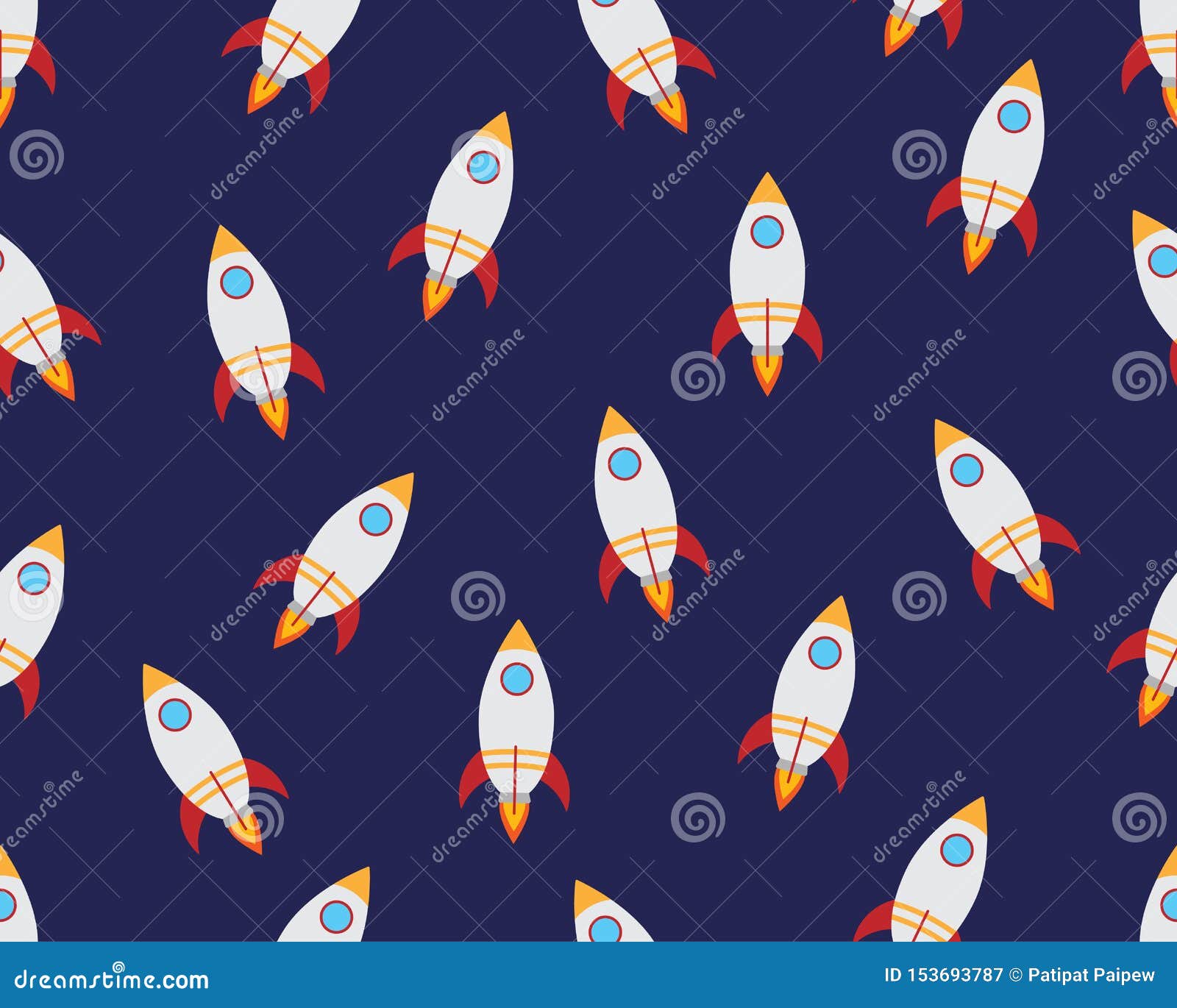 Seamless Pattern of Flying Rocket Stock Illustration - Illustration of ...