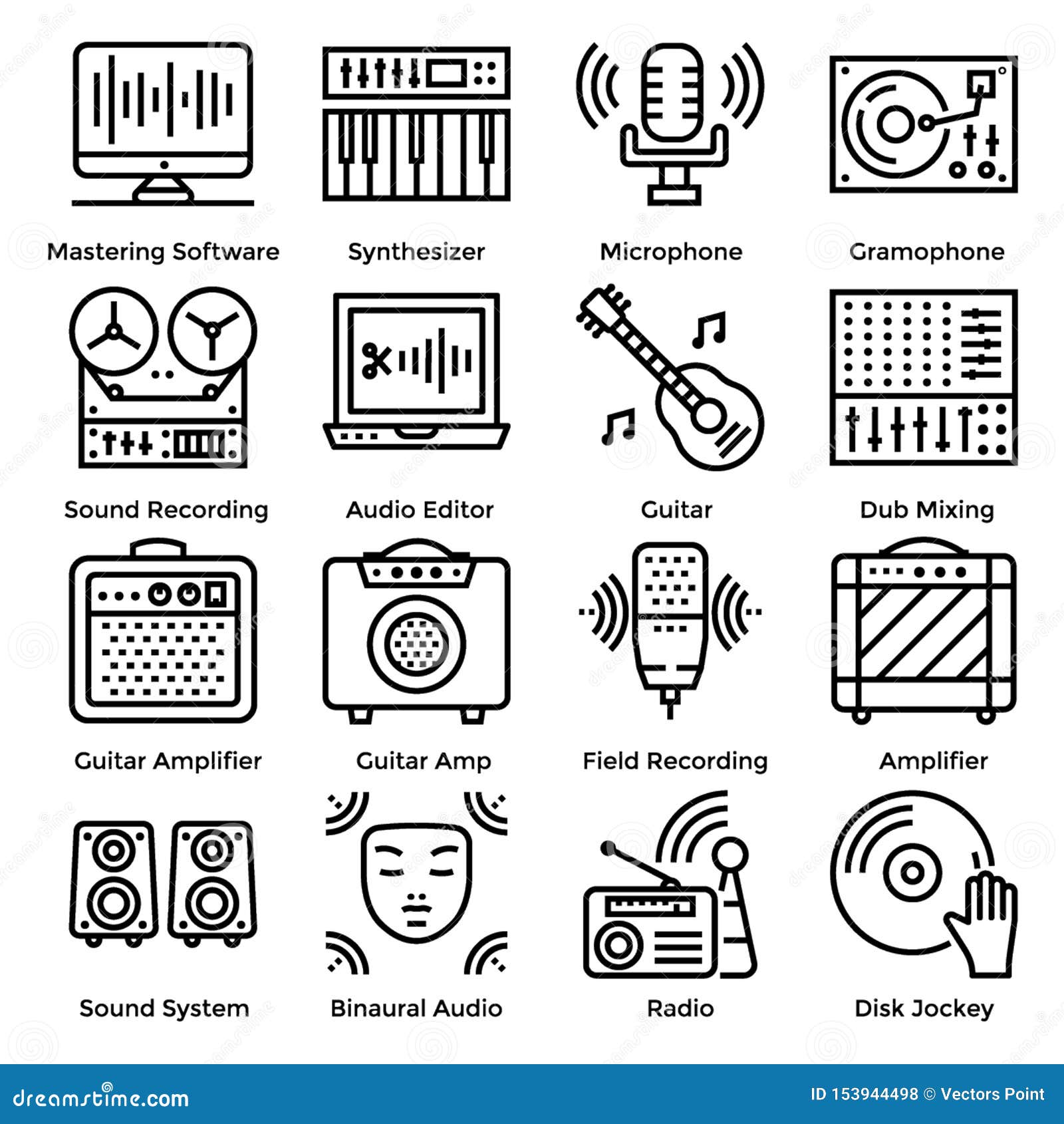 Sound Design Icons stock vector. Illustration of digital - 153944498
