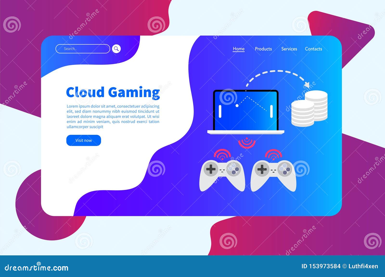 Virtual Reality and Cloud Gaming Banner Template Stock Vector ...