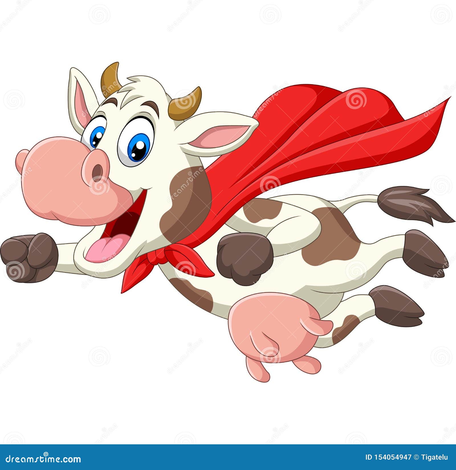 Cartoon Cute Superhero Cow Flying Stock Vector - Illustration of brave ...