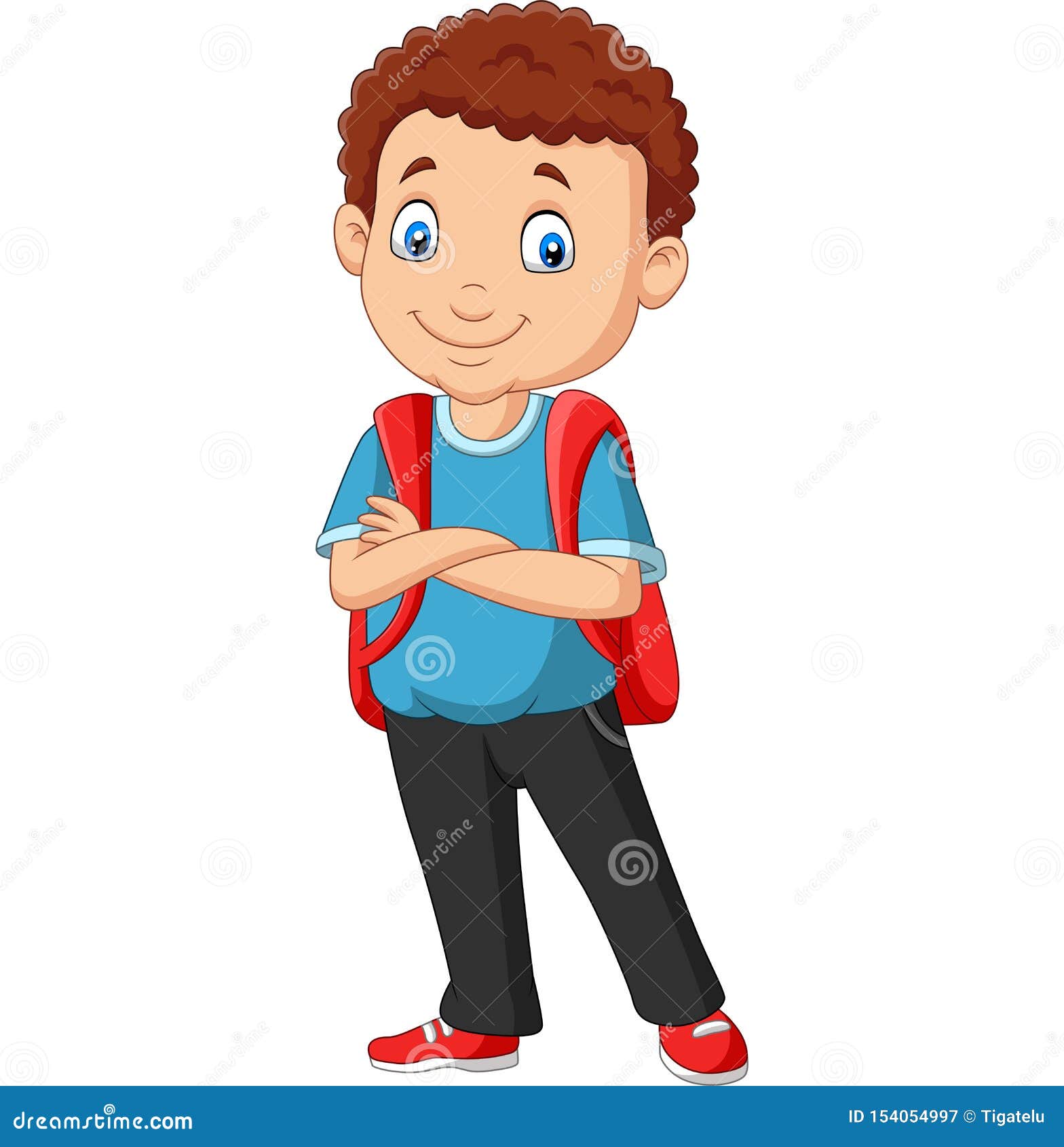 Cartoon School Boy with a Backpack Stock Vector - Illustration of ...