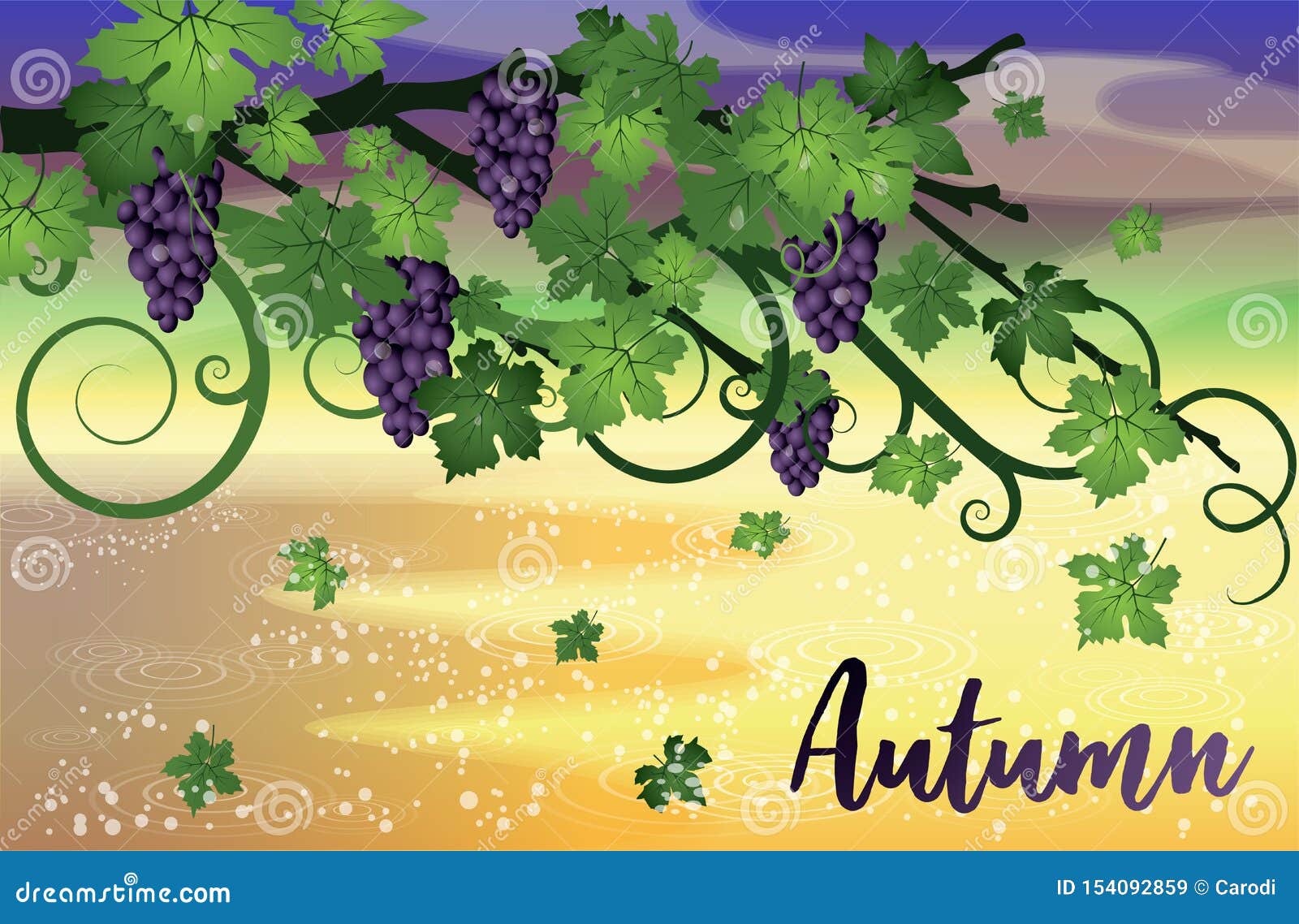 Autumn Invitation Wallpaper with Grapes, Vector Stock Vector ...