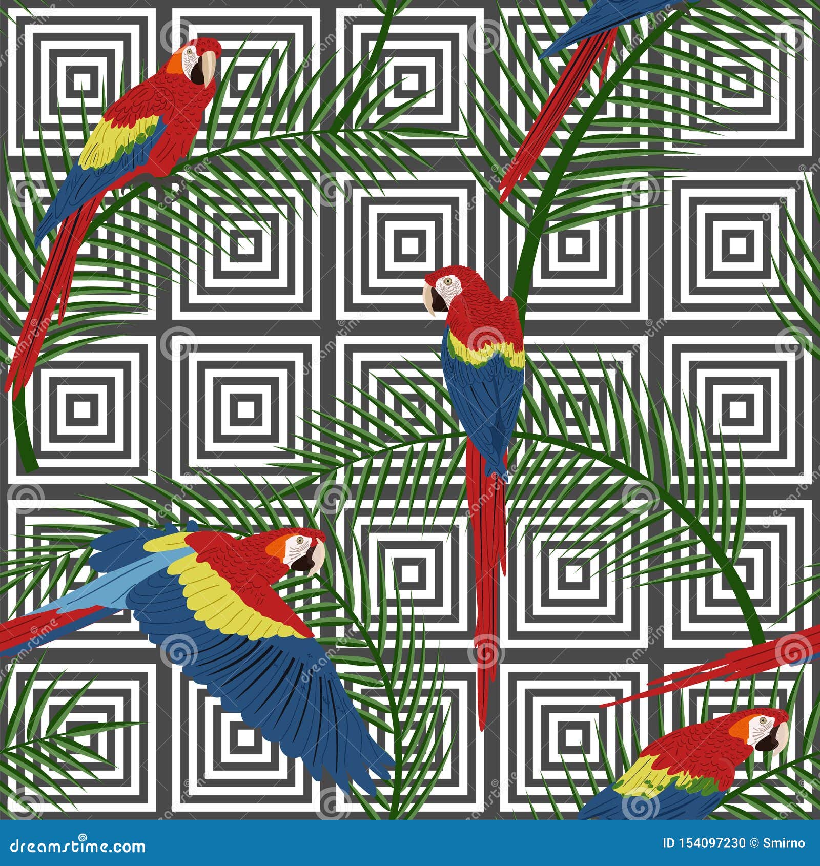Seamless Tropical Pattern with Abstract Geometric Background. Stock ...