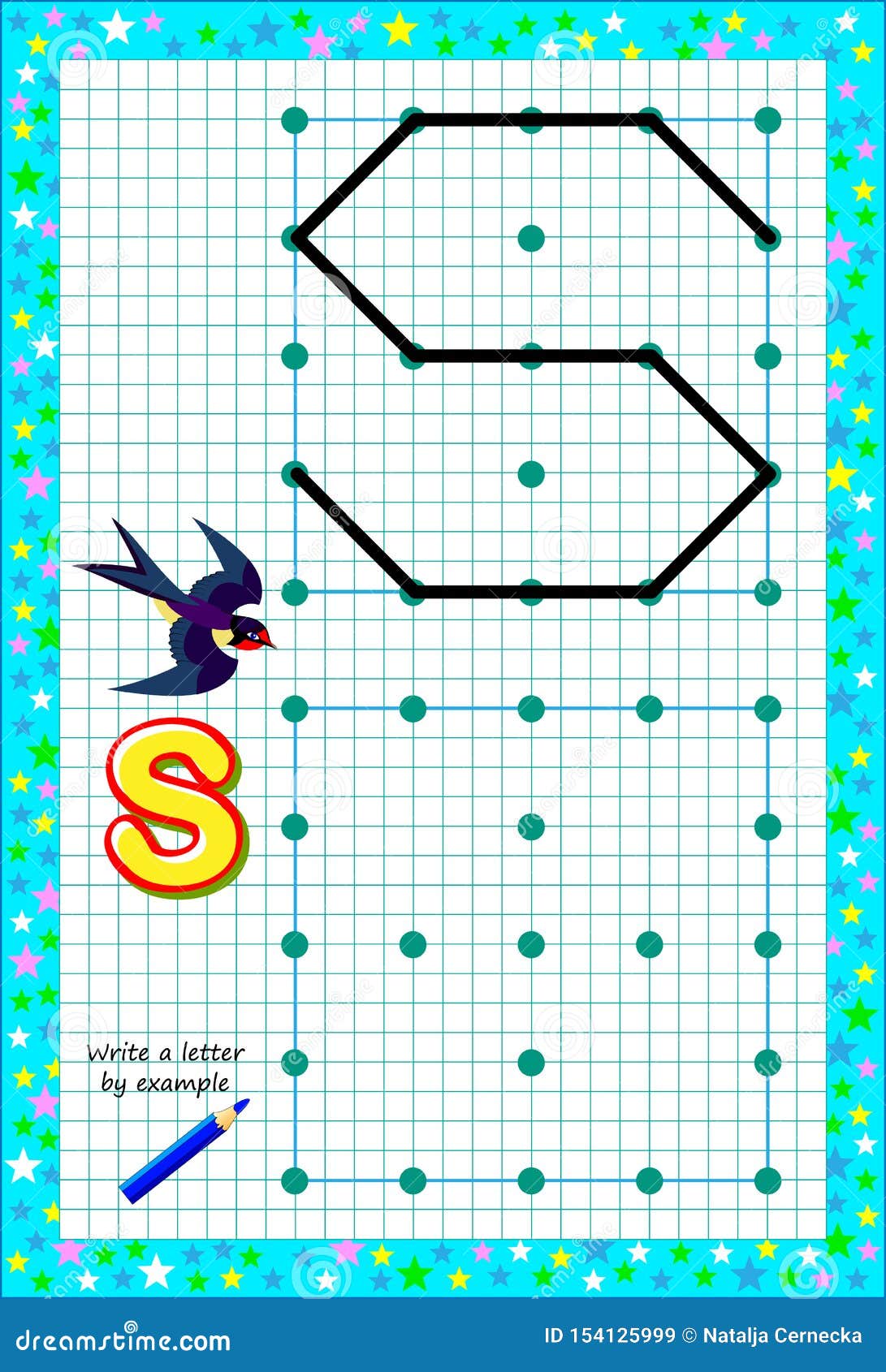 Educational Page for Little Children on Square Paper. Write Letter by ...