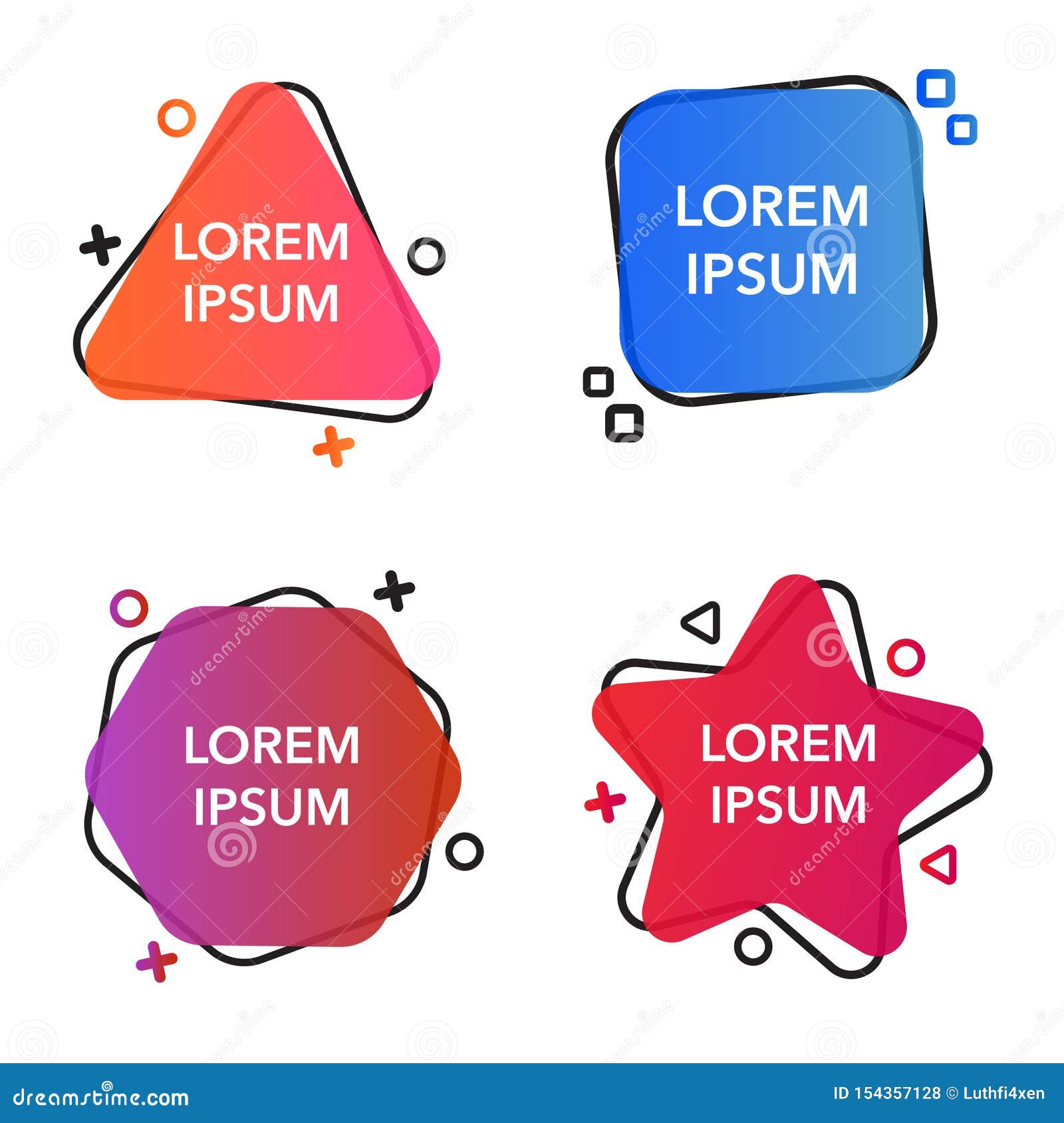 Set of Abstract Modern Graphic Elements with Dynamical Colored Forms ...