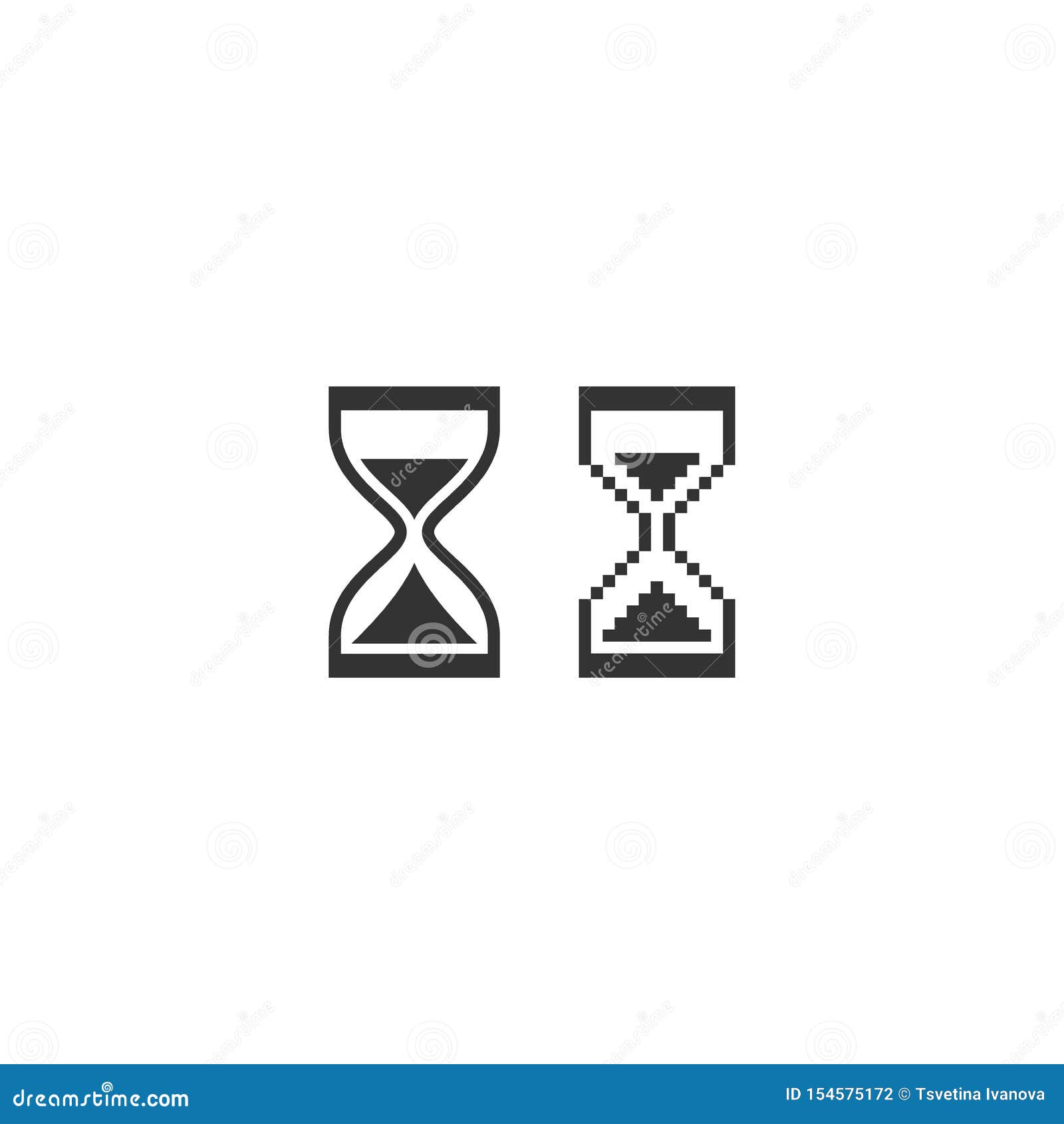 Hourglass Cursor, Regular and Pixelated, Simple Black Vector Icon Set ...