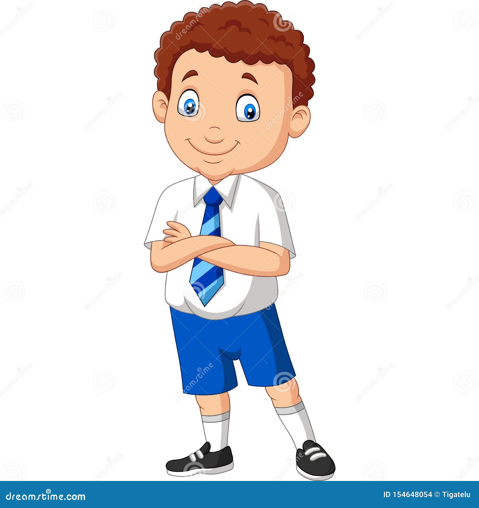Cartoon School Boy in Uniform Posing Stock Vector - Illustration of ...