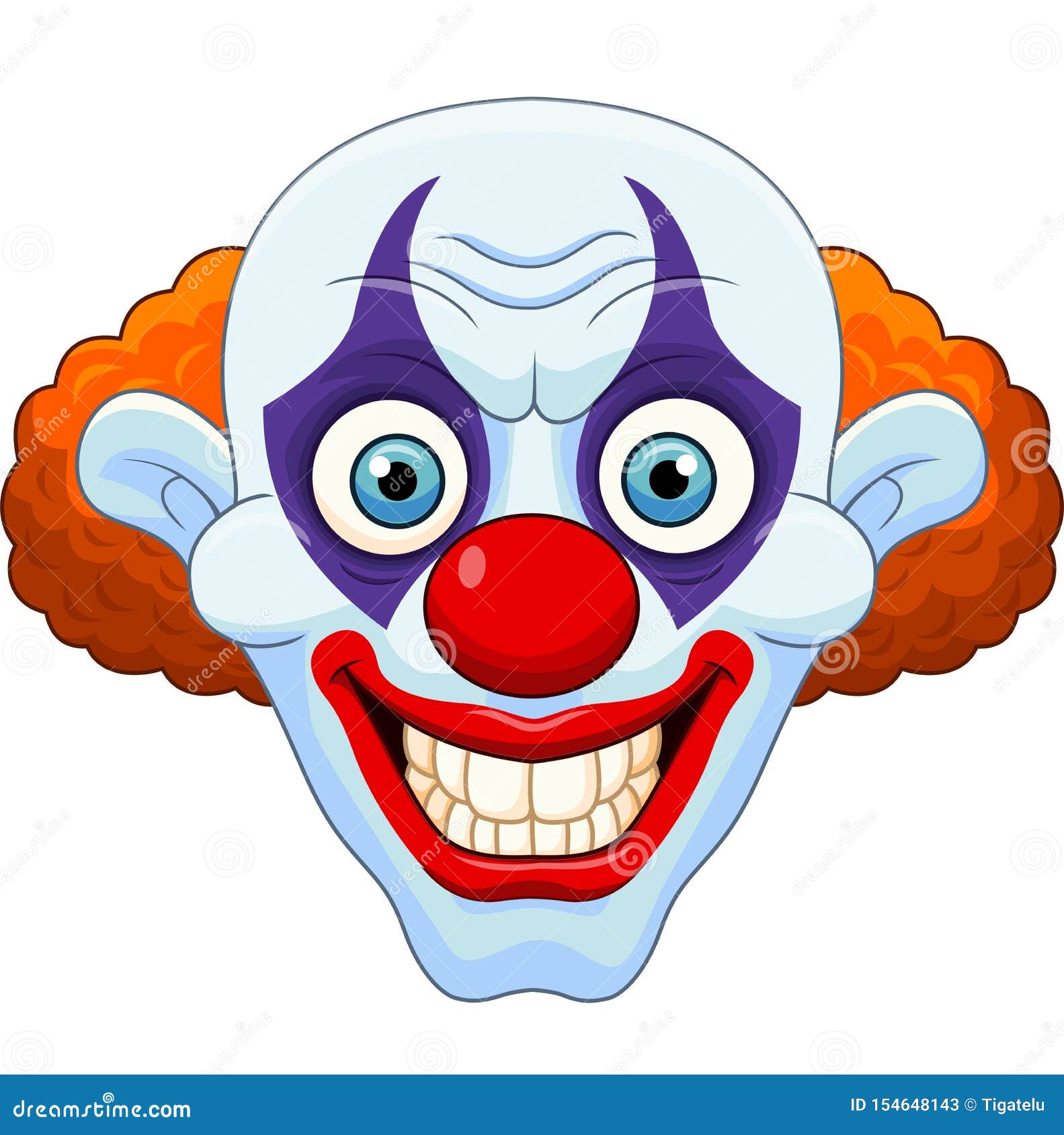 Cartoon Scary Clown Head on White Background Stock Vector ...