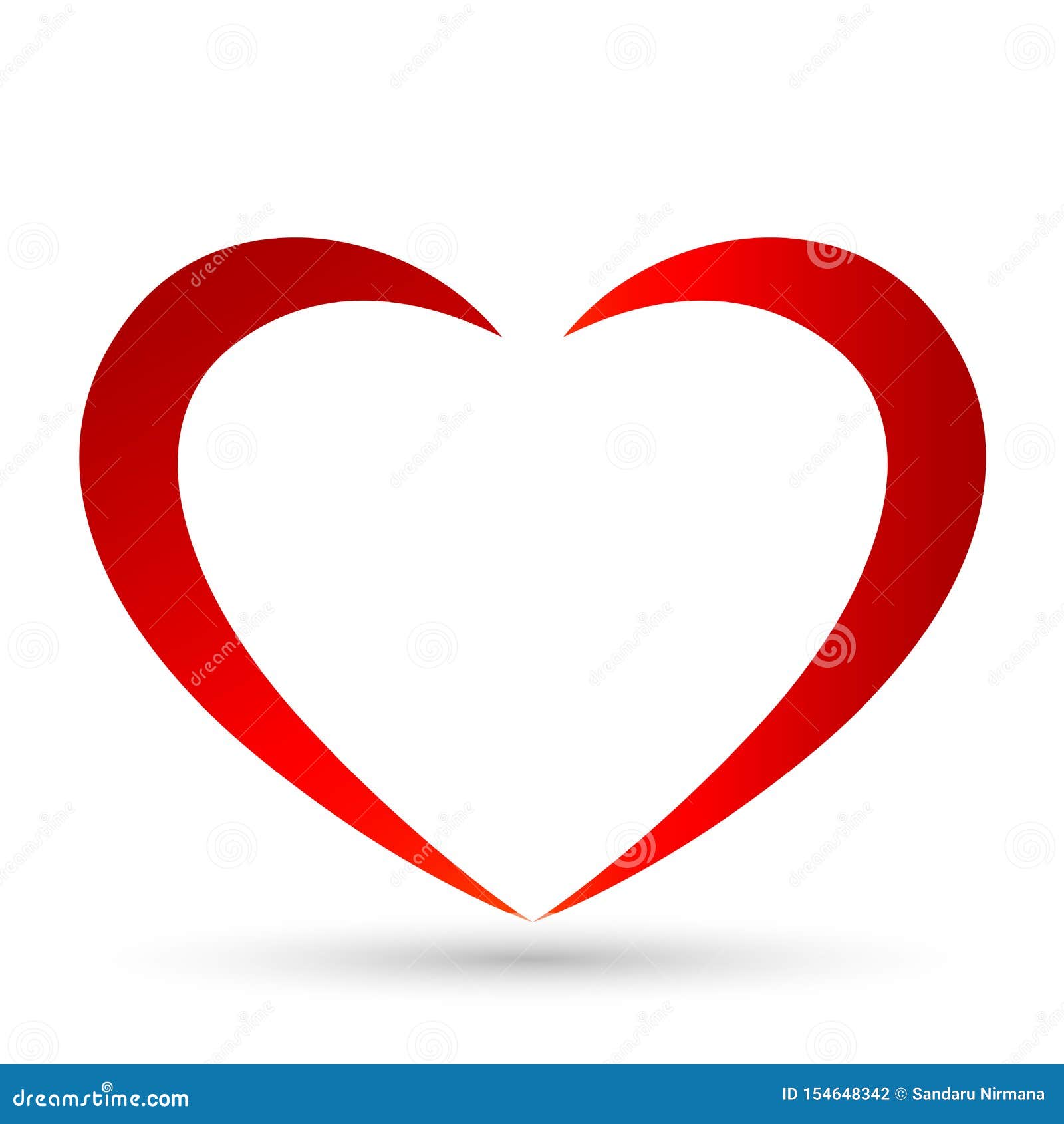 Abstract Red Line Heart Shape Outline Vector Icon in Flat Style the ...