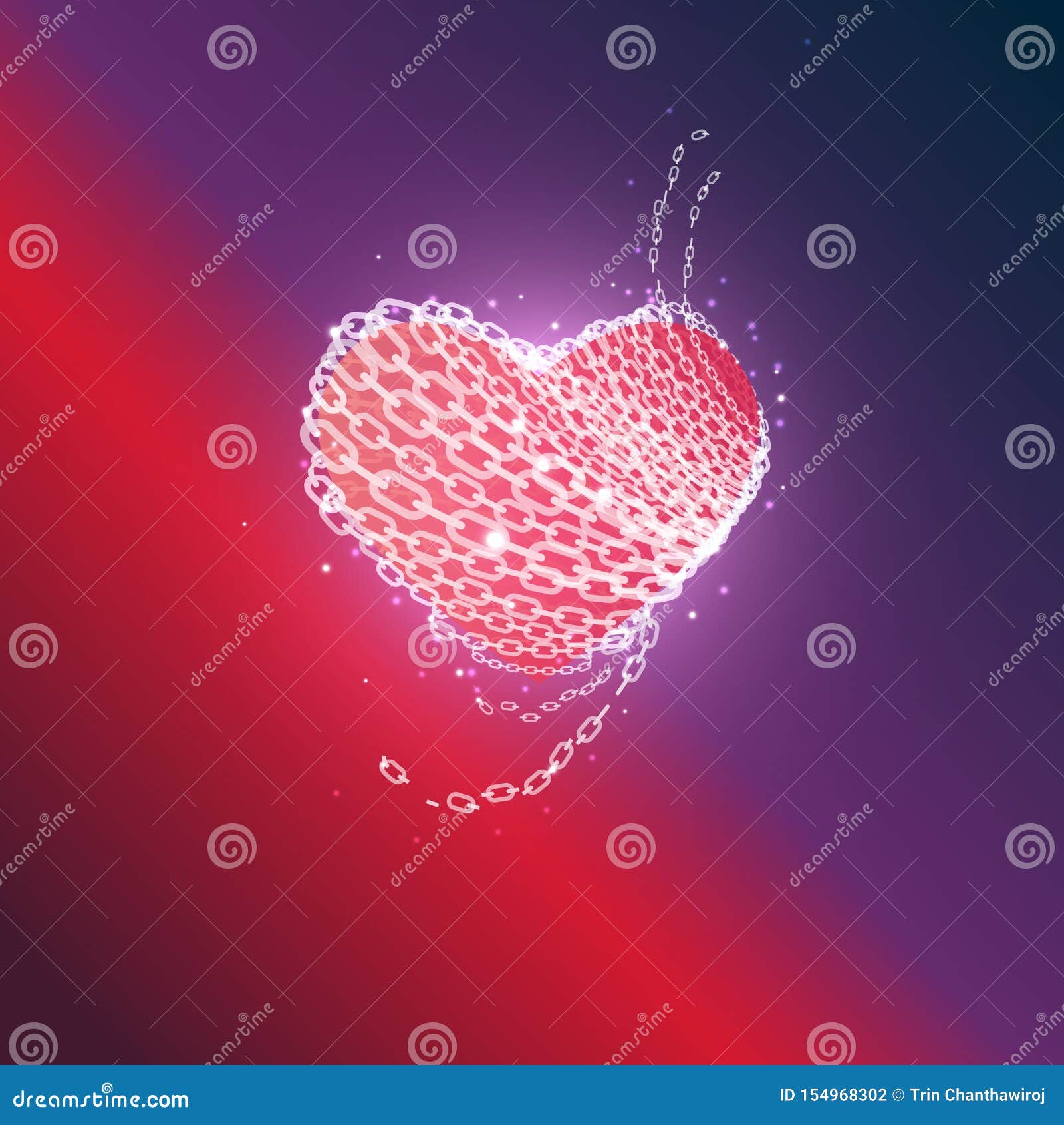 Heart Chain Concept, Bondage by Chain Stock Illustration - Illustration ...