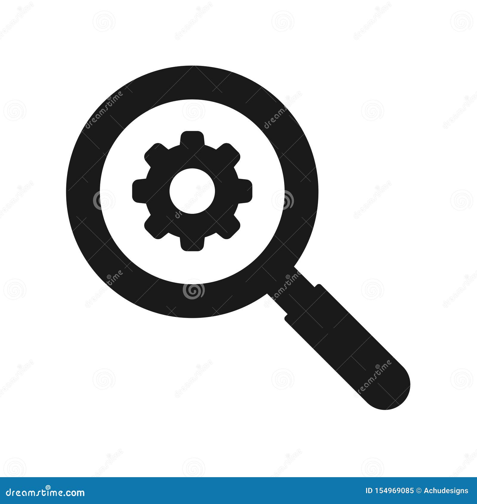 Magnifying Glass and Cog Wheel Gear Icon Stock Vector - Illustration of ...