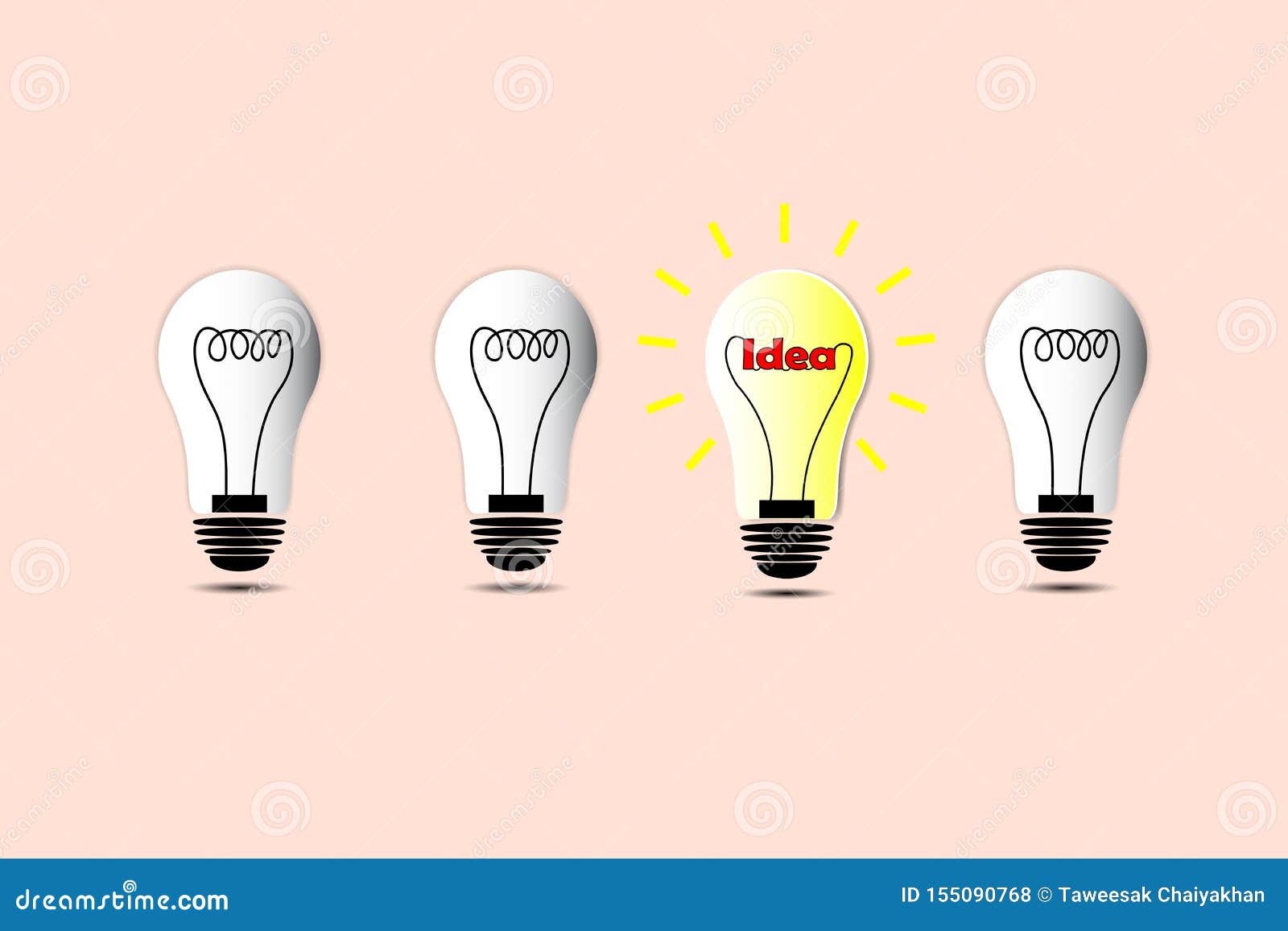 Lamp in Different Thinking Concept, Lamp Idea Stock Illustration ...