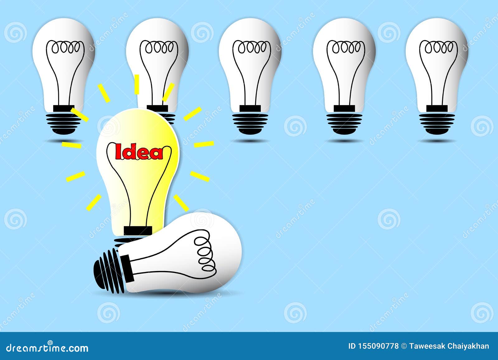 Lamp in Different Thinking Concept, Lamp and Idea Stock Illustration ...