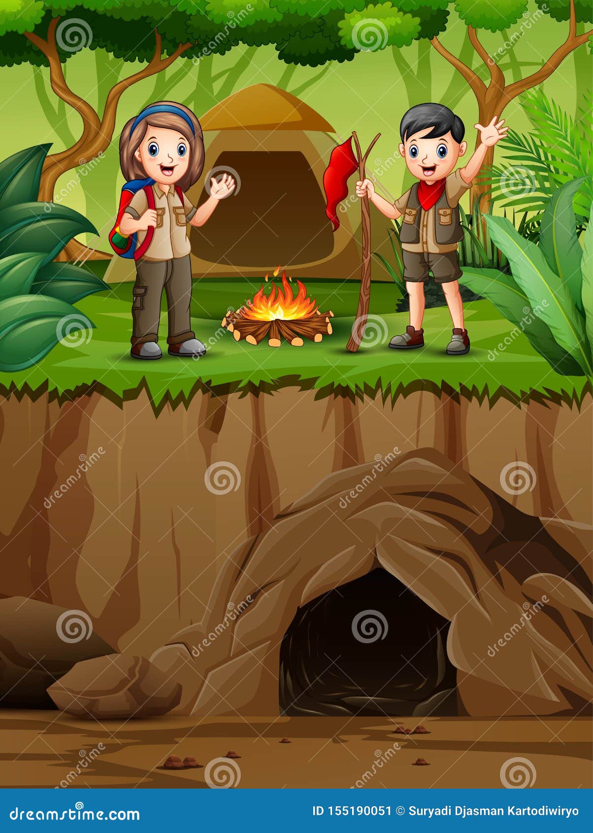 Young Boy Scout Cartoon Doing A Hand Sign Vector Illustration ...