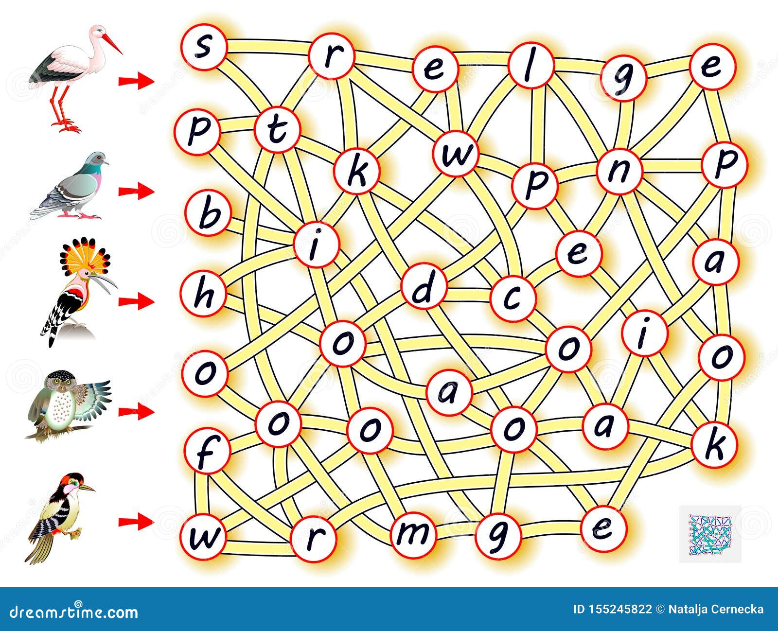 Logic Puzzle Game for Study English with Labyrinth. Find the Way from ...