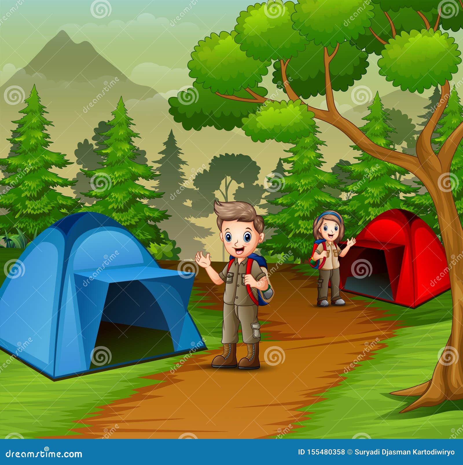 Young Boy Scout Cartoon Doing A Hand Sign Vector Illustration ...