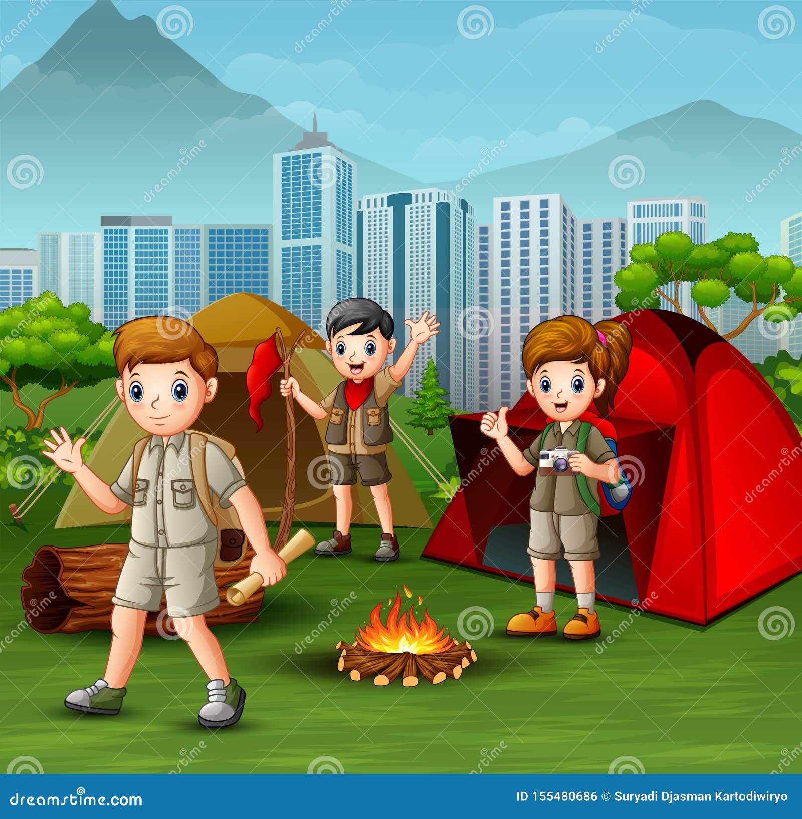 Young Boy Scout Cartoon Doing A Hand Sign Vector Illustration ...