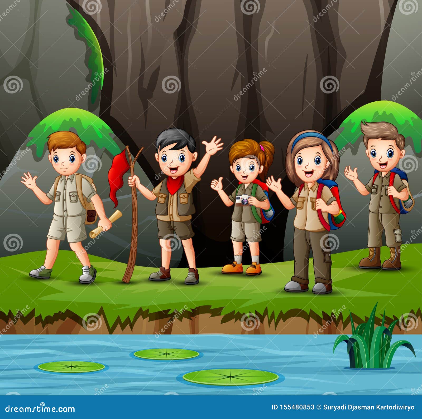 Young Boy Scout Cartoon Doing A Hand Sign Vector Illustration ...