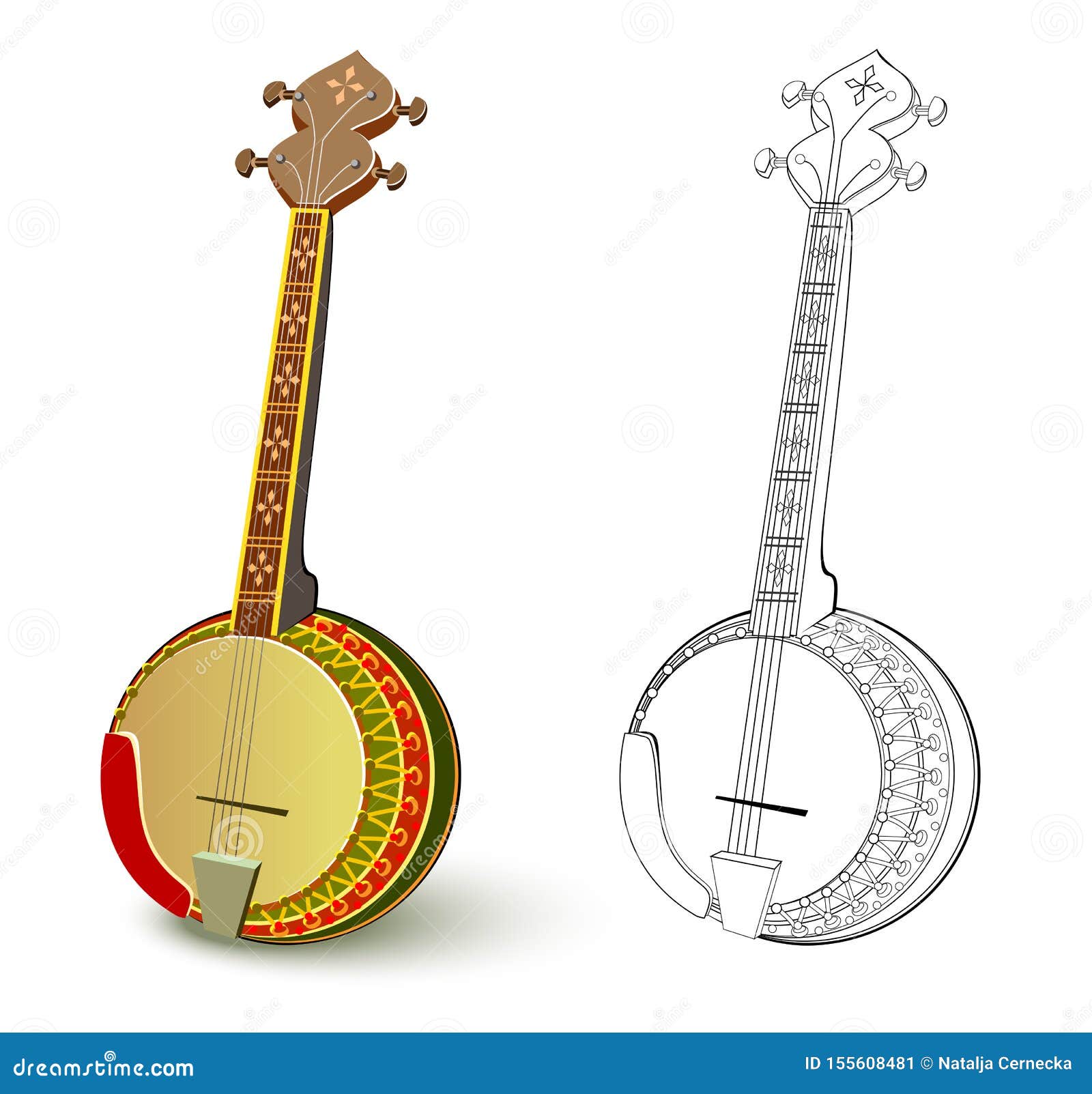 Stringed Musical Instruments Isolated On White Background Vector Set ...