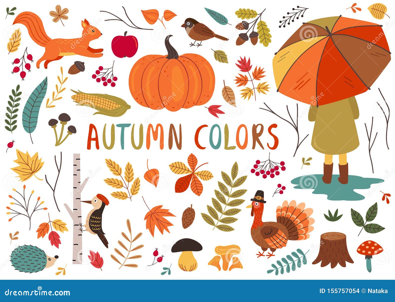 Isolated Autumn Things: Girl With A Wreath Of Leaves Stock Photography ...