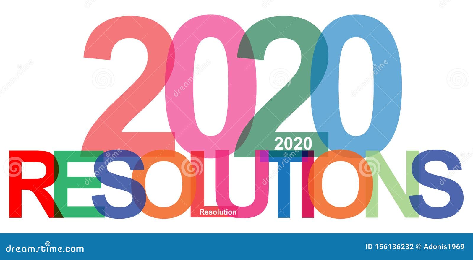 Colorful 2020 Resolutions Word Stock Illustration - Illustration of ...