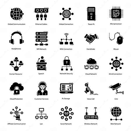 Networking Solid Icons Pack Stock Vector - Illustration of network ...