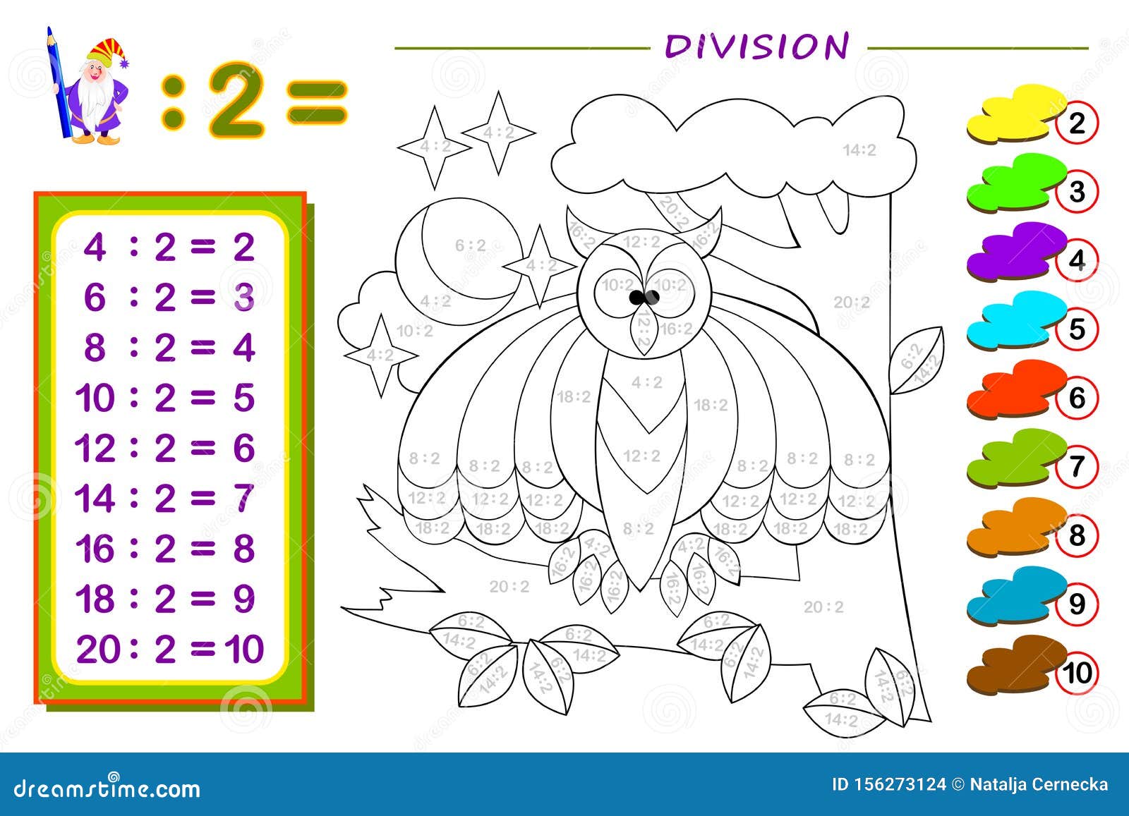 Exercises for Kids with Division by Number 2. Paint the Picture ...