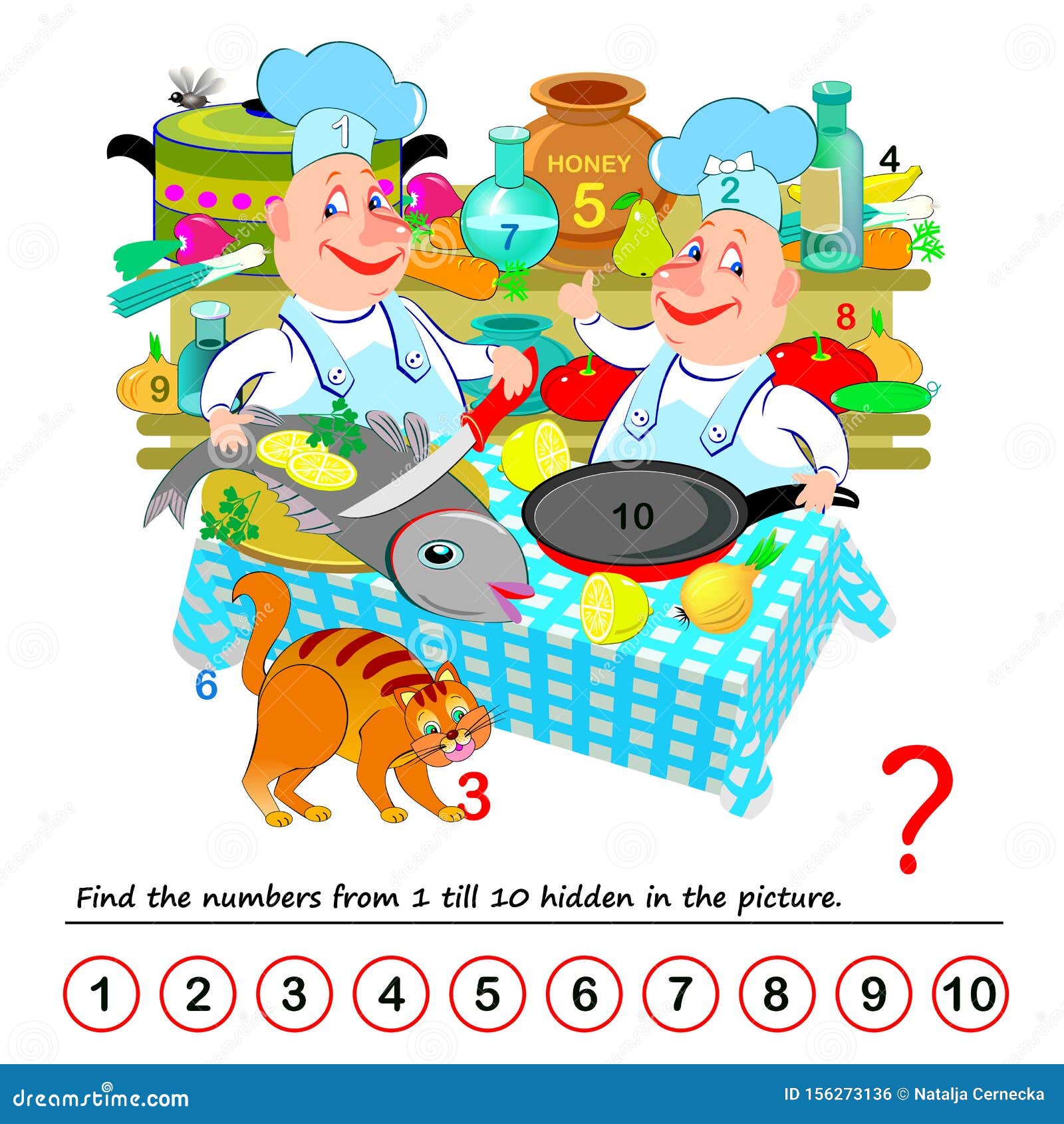 Logic Puzzle Game. Exercise for Young Children. Find the Numbers from 1 ...
