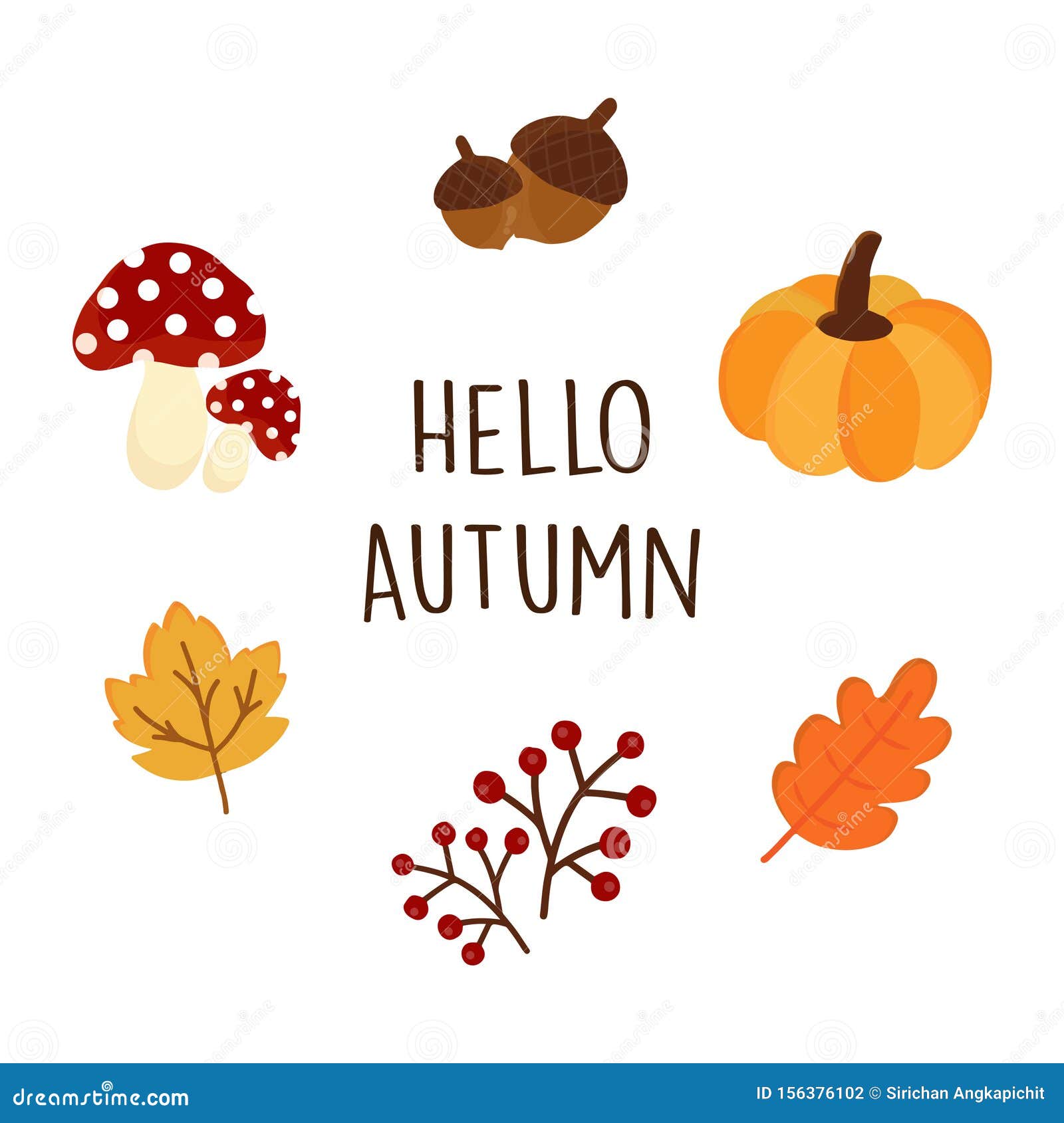 `Hello Autumn` Autumn Season Cartoon Illustration. Stock Illustration ...