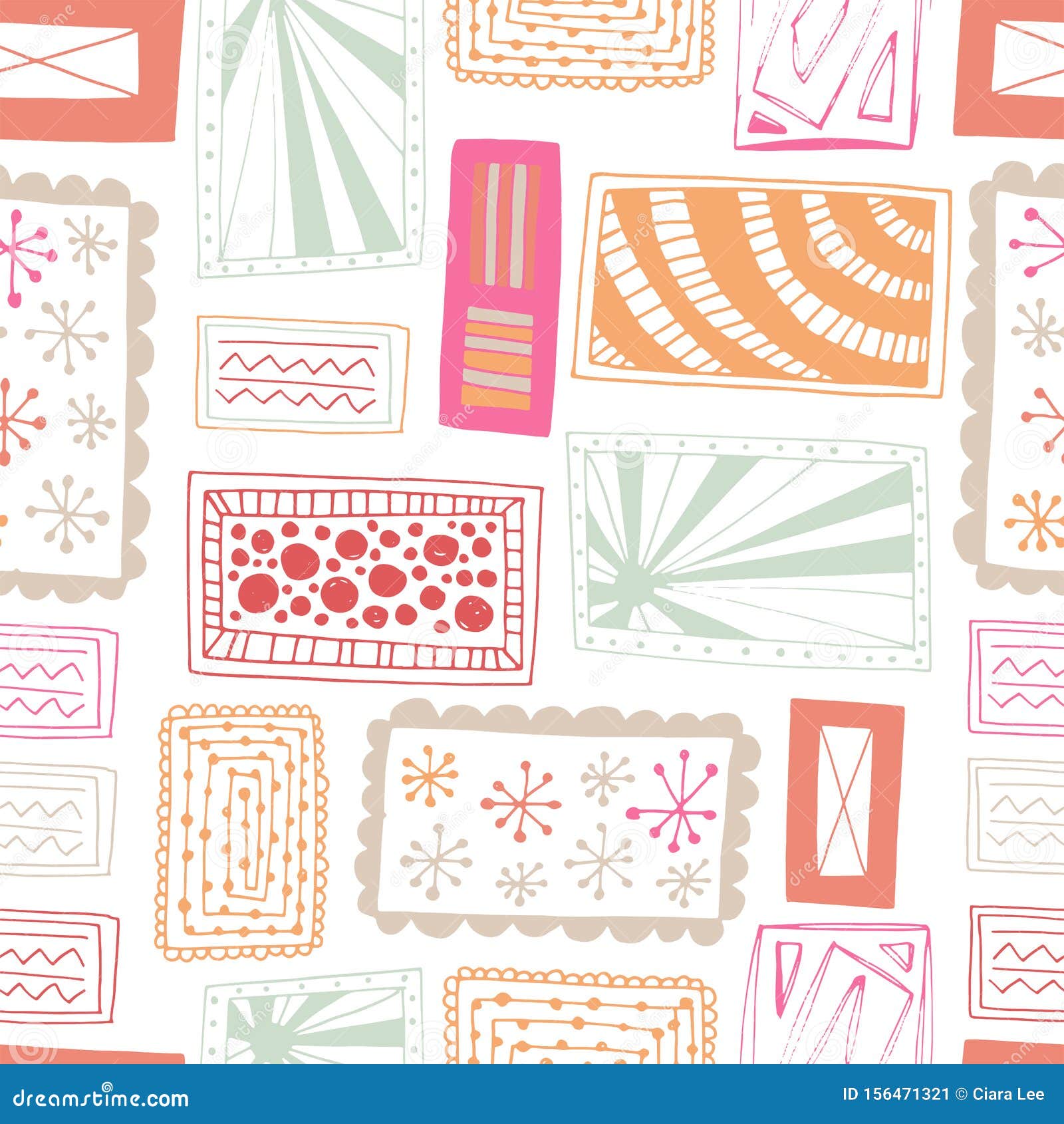 Zentangle Rectangle White Background Repeat Stock Vector - Illustration ...