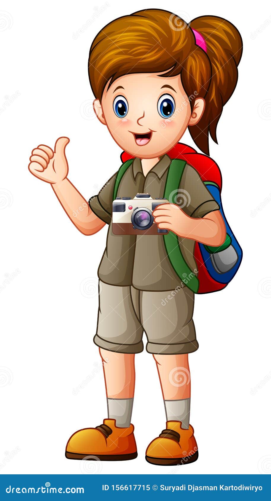 A Beautiful Explorer Girl with Her Camera Stock Vector - Illustration ...