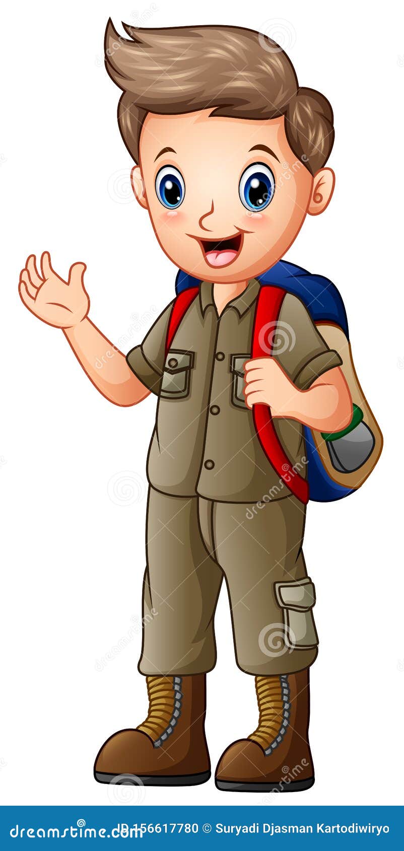 A Boy in Explorer Outfit with Backpack Stock Vector - Illustration of ...