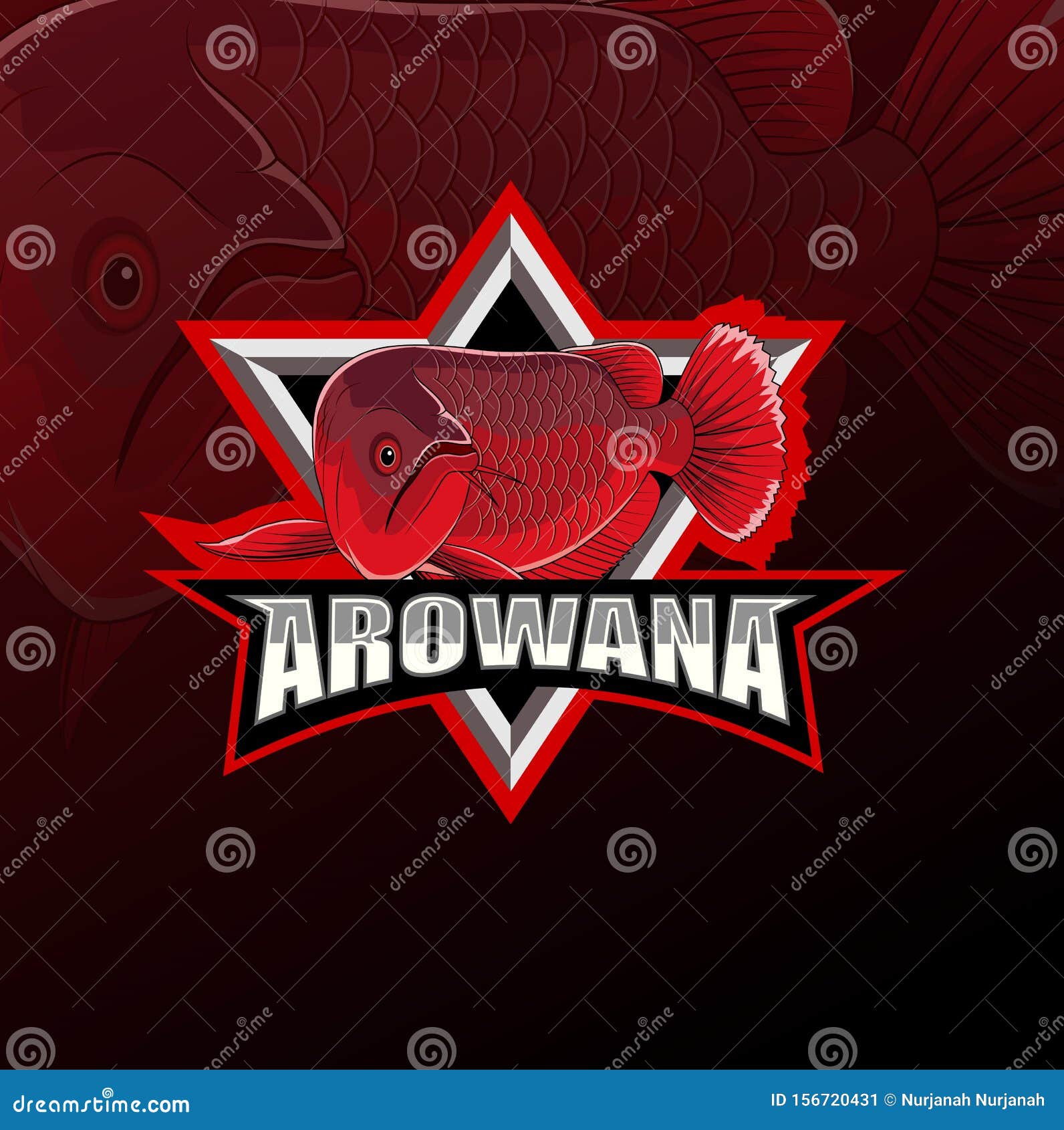Red Arowana Mascot. Esport Logo Design Cartoon Vector | CartoonDealer ...