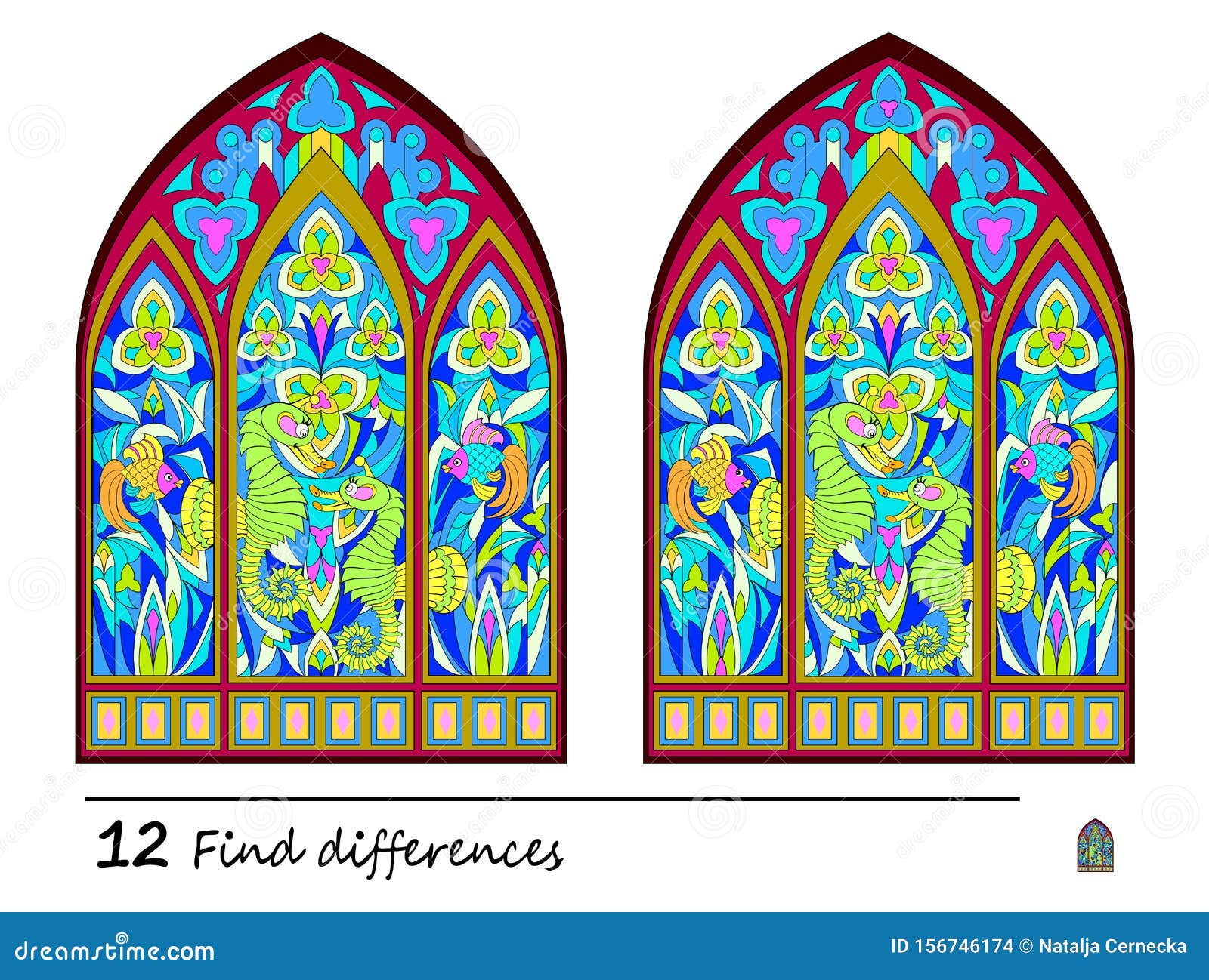 Find 12 Differences. Logic Puzzle Game for Children and Adults. Print ...